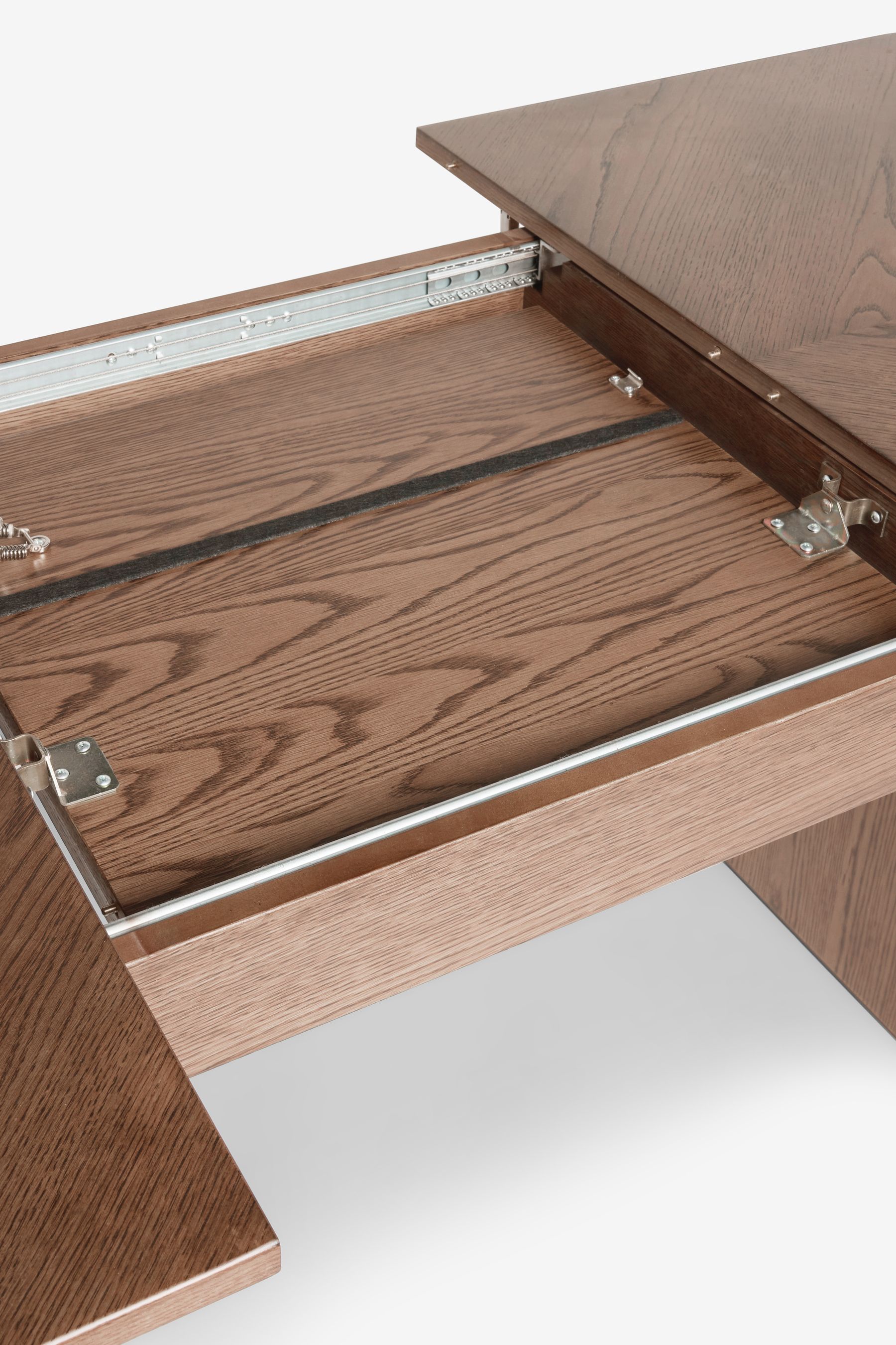 Buy Dark Natural Conway Round 6 to 8 Seater Extending Oak Veneer Dining ...