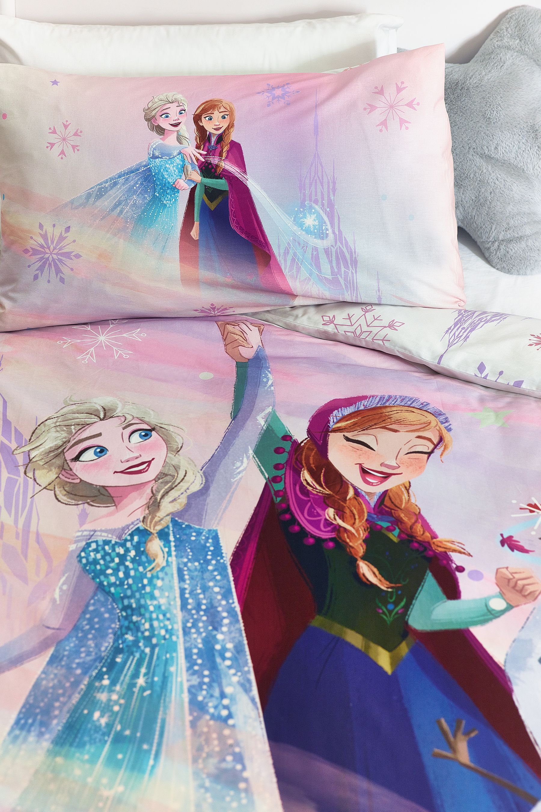 Buy Disney Frozen Pink 100% Cotton Duvet Cover and Pillowcase Set from ...