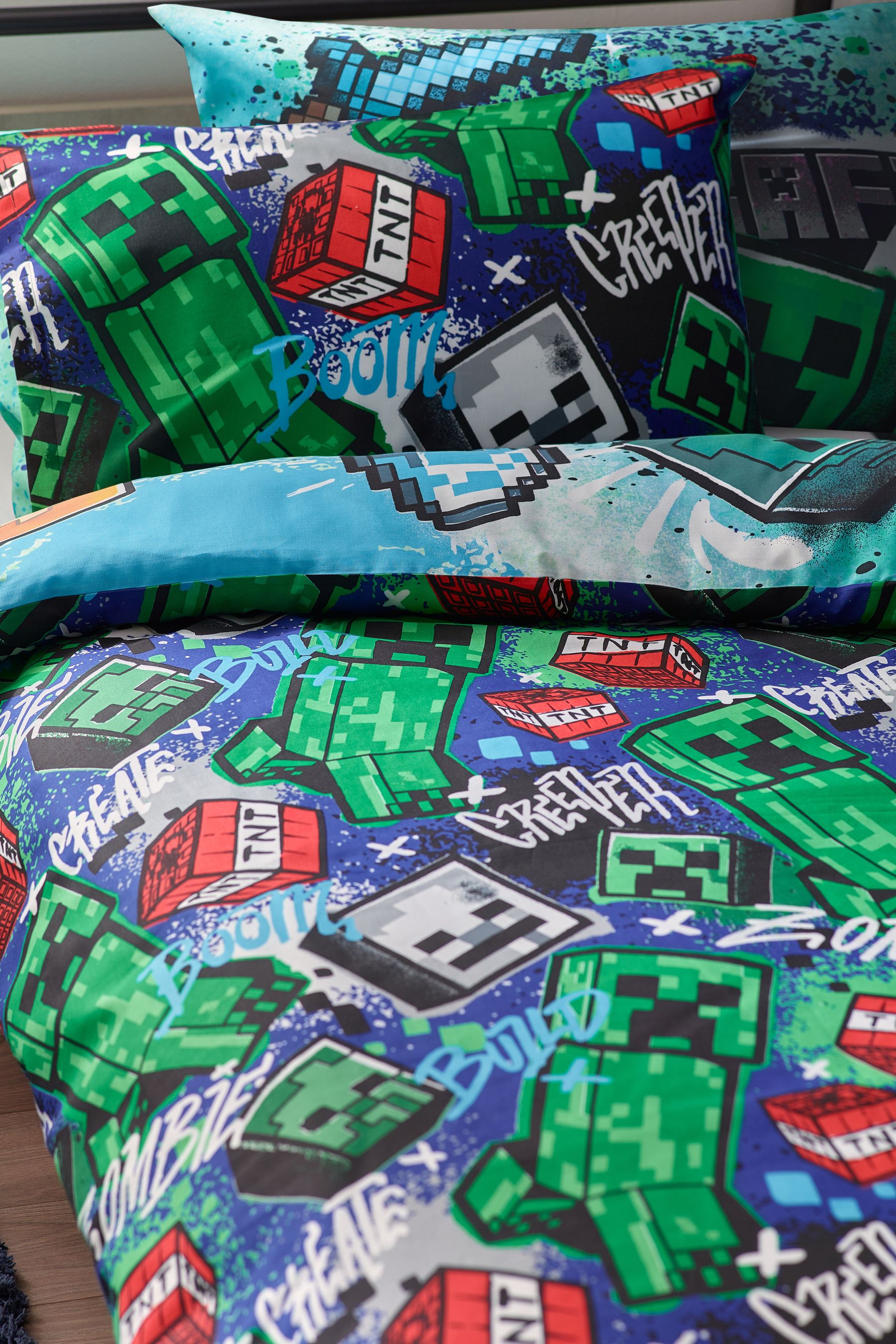 Buy Blue Minecraft Duvet Cover and Pillowcase Set from the Next UK ...