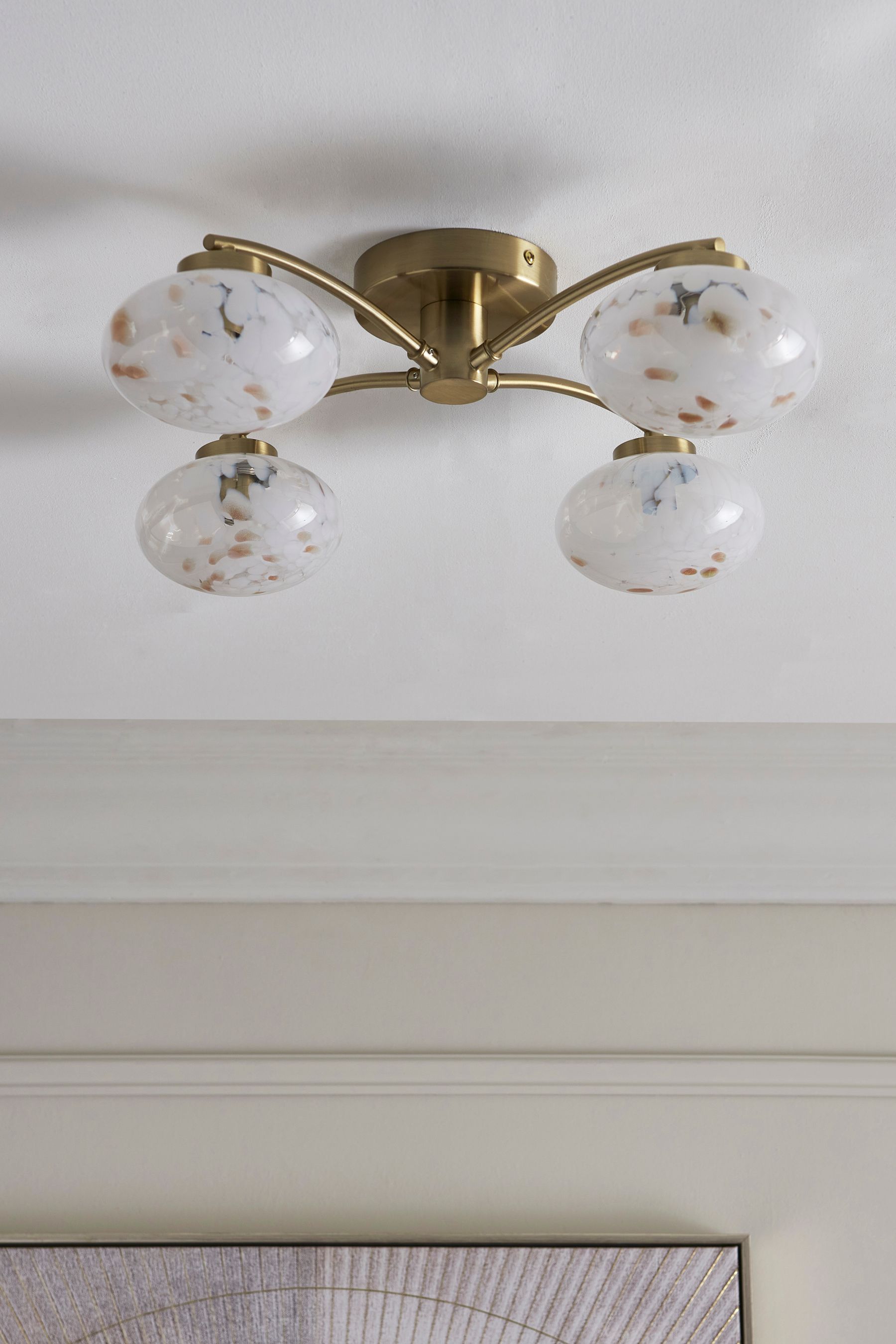 Buy Brass Confetti Glass 4 Light Flush Ceiling Light Fitting from the ...
