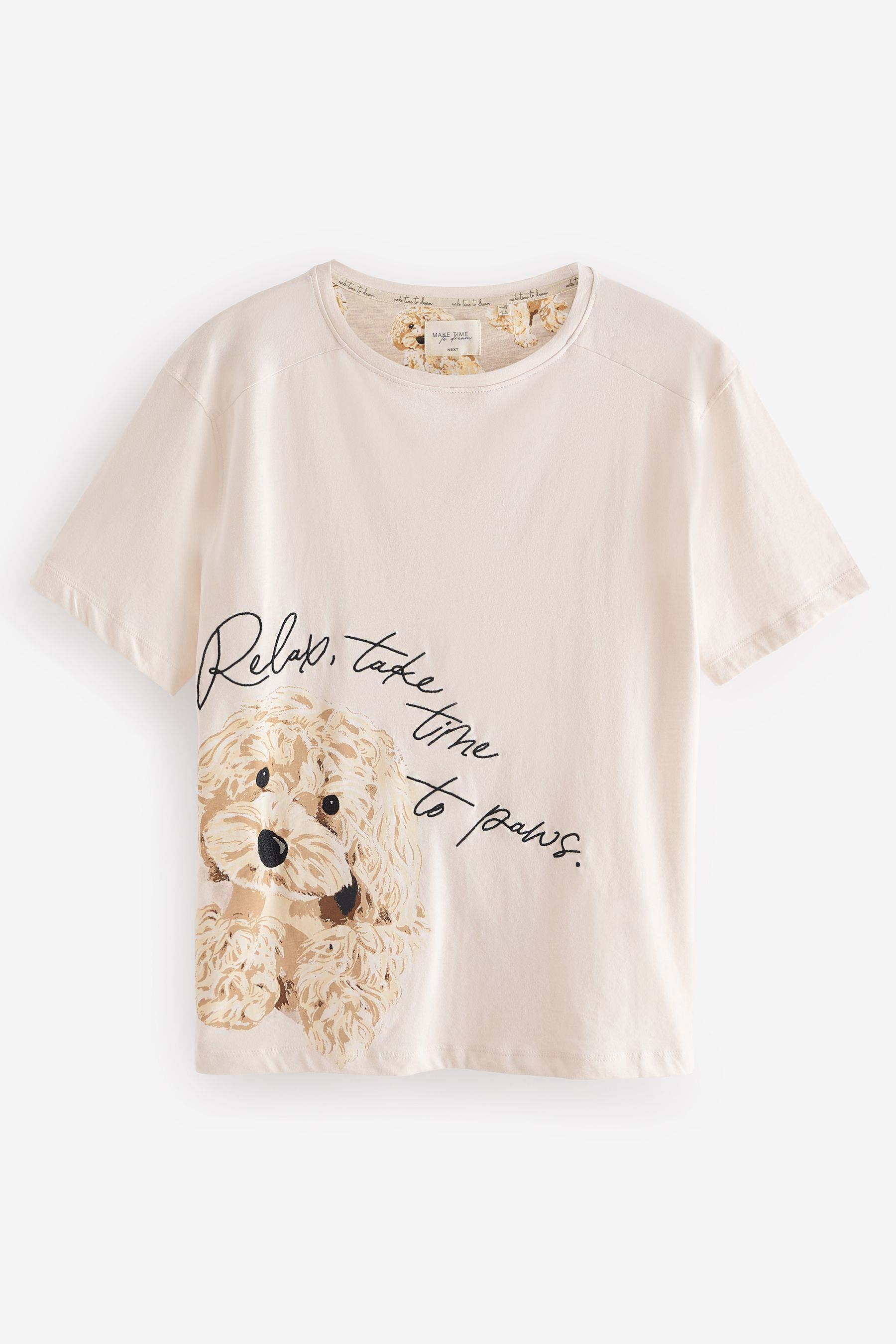 Buy Ecru Cream Charlie Cockapoo Cotton Short Sleeve Pyjamas from the ...