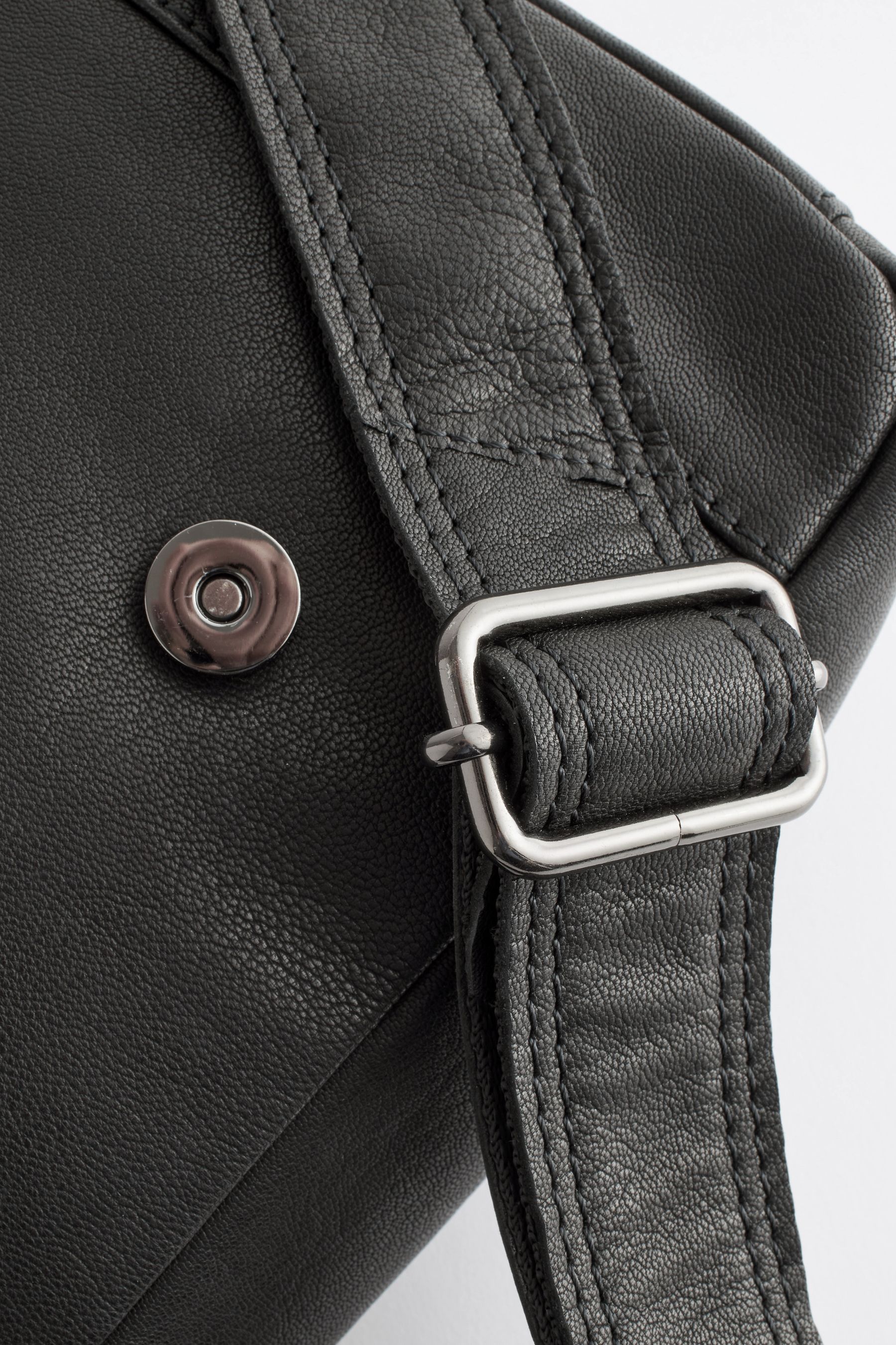 Buy Black Signature Leather Messenger Bag from the Next UK online shop