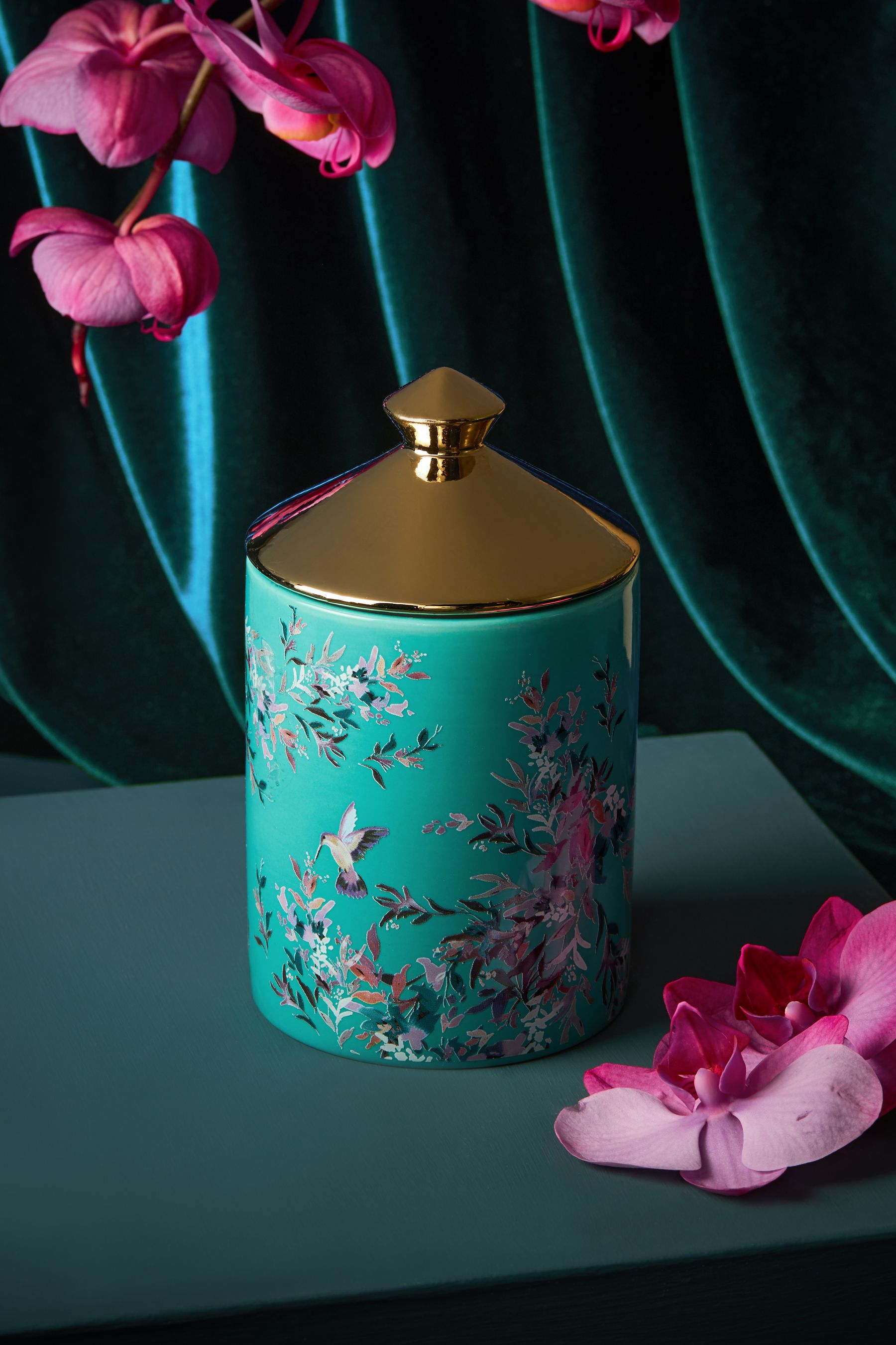 Buy Teal Blue Large Dark Orchid and Patchouli Scented Candle from the ...