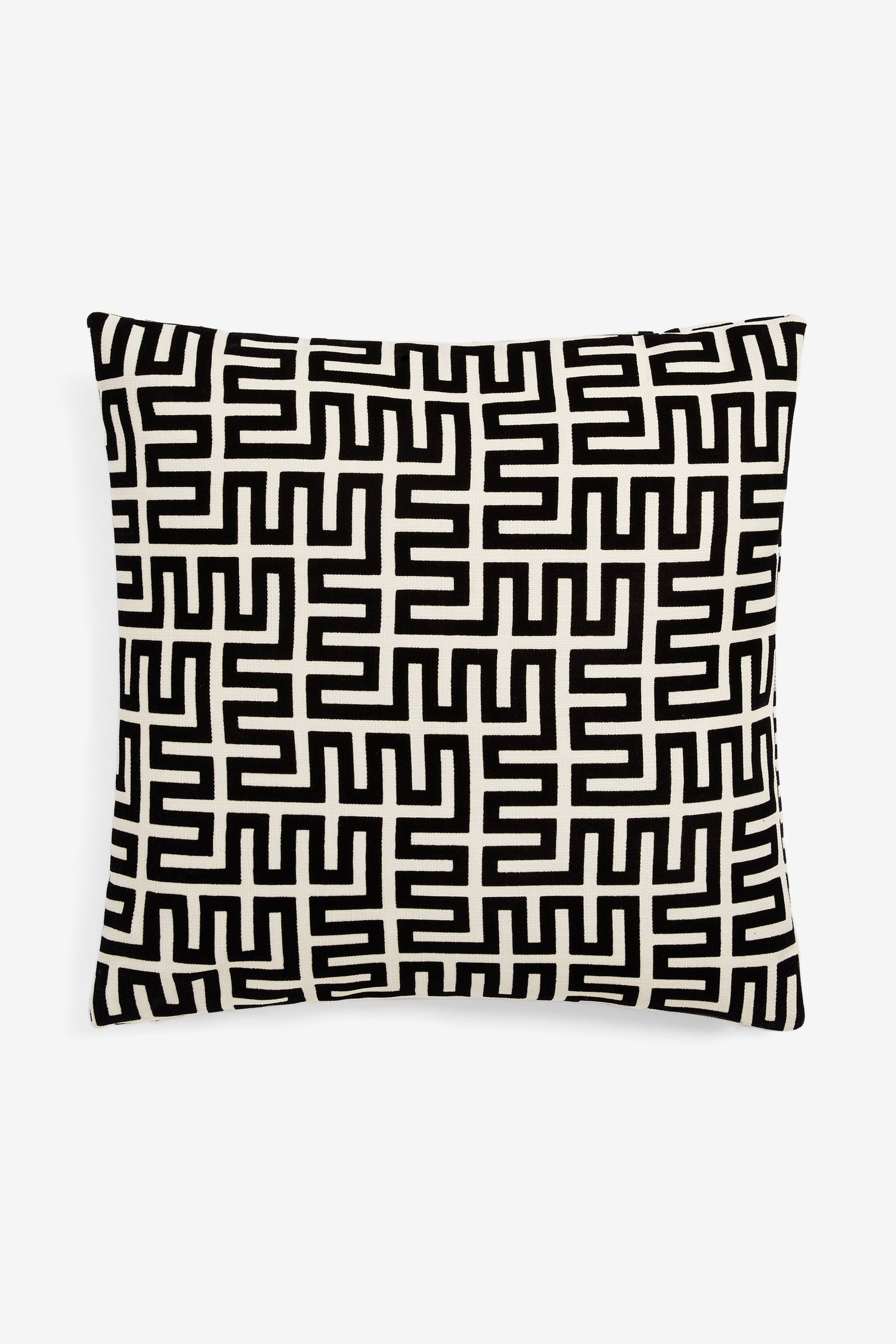 Buy Monochrome 50 x 50cm Geometric Flock Large Oblong Cushion from the ...
