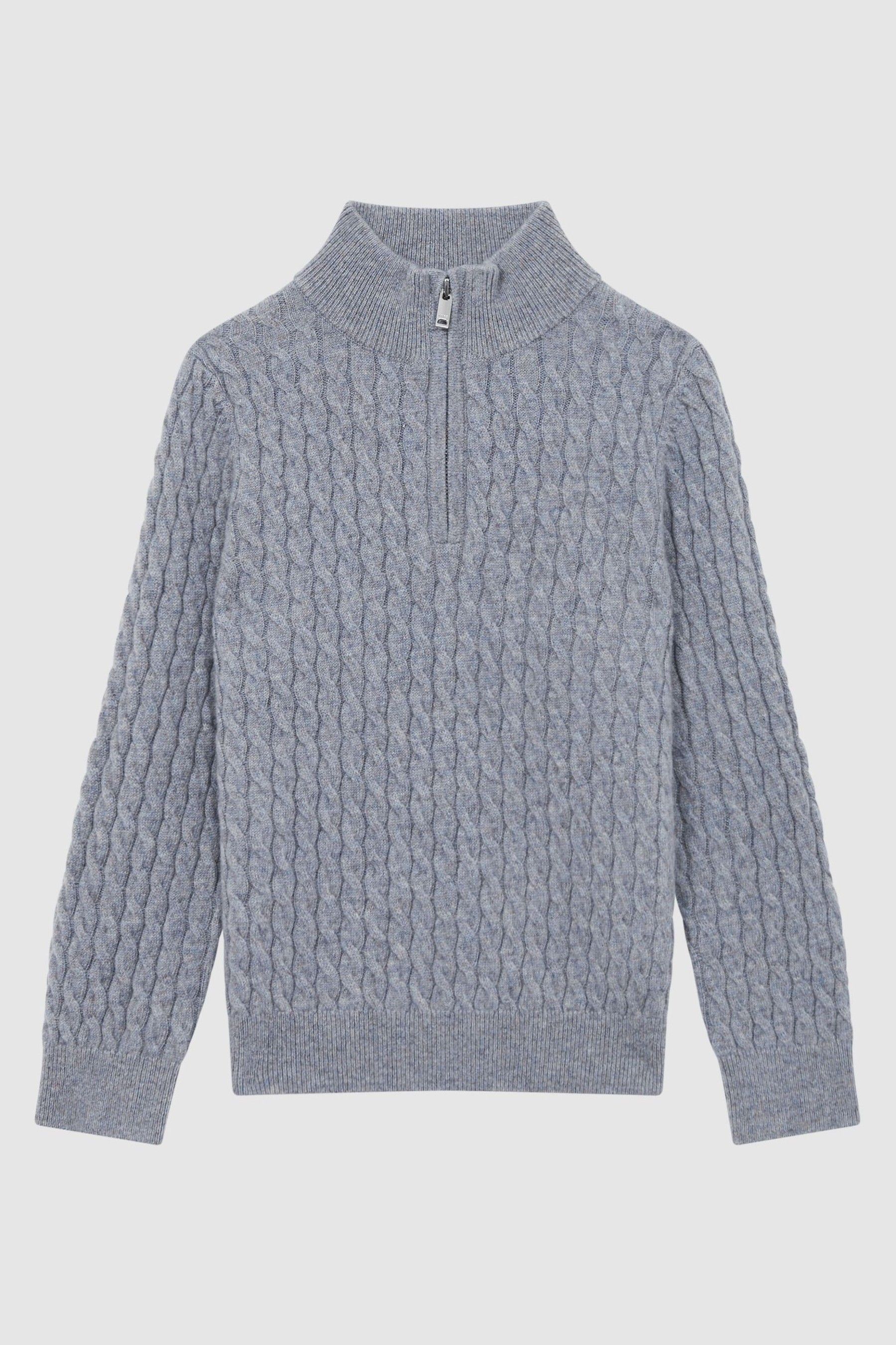 Buy Reiss Isla Blue Richmond Senior Cashmere Knitted Half-Zip Funnel ...