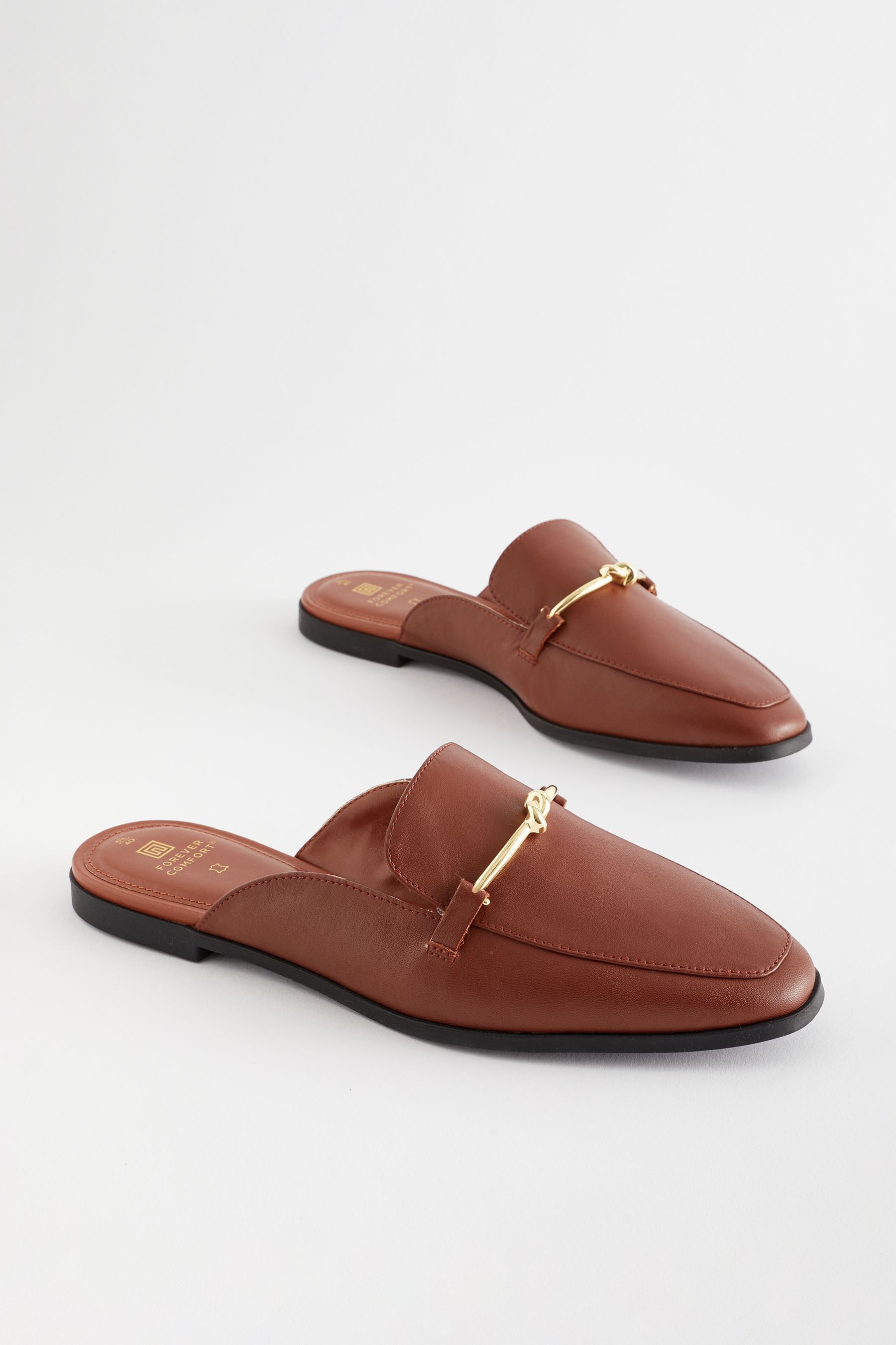 Buy Tan Brown Forever Comfort® Leather Knot Mules from the Next UK ...