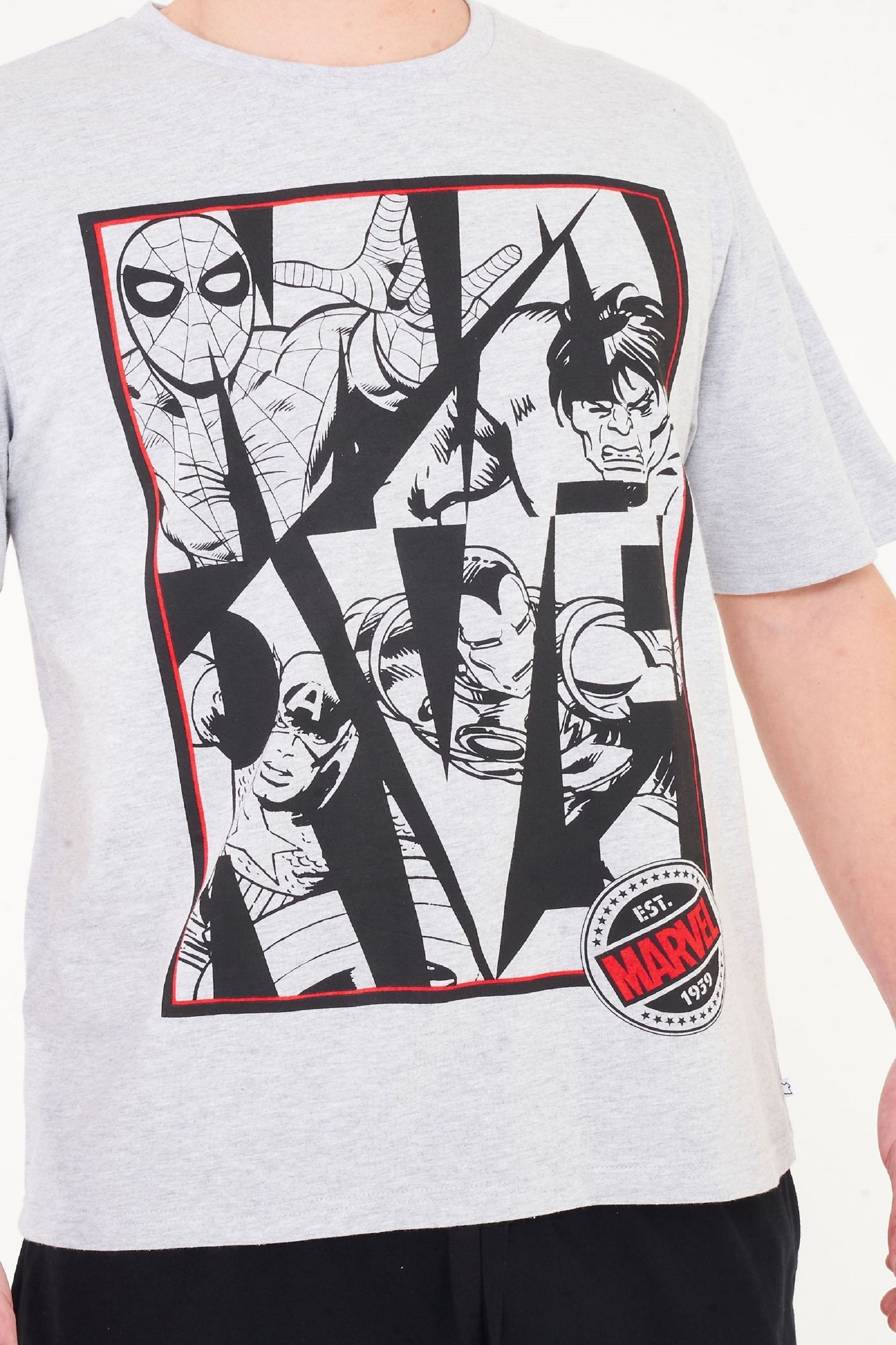Buy Brand Threads Grey Marvel Comics Mens Short Pyjama Set from the ...