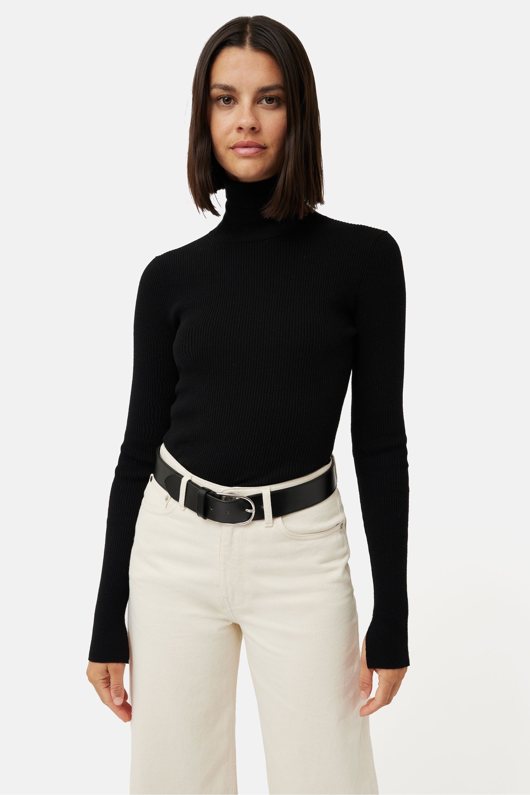 Buy Jigsaw Black Slash Back Polo Neck Jumper from the Next UK online shop