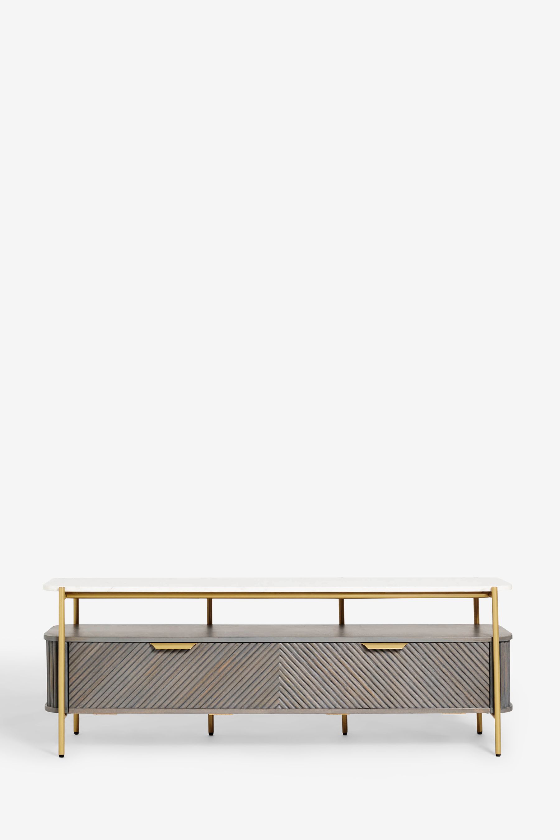 Buy Dark Grey Valencia Marble Mango Wood Up to 65 inch, Floating Top TV ...