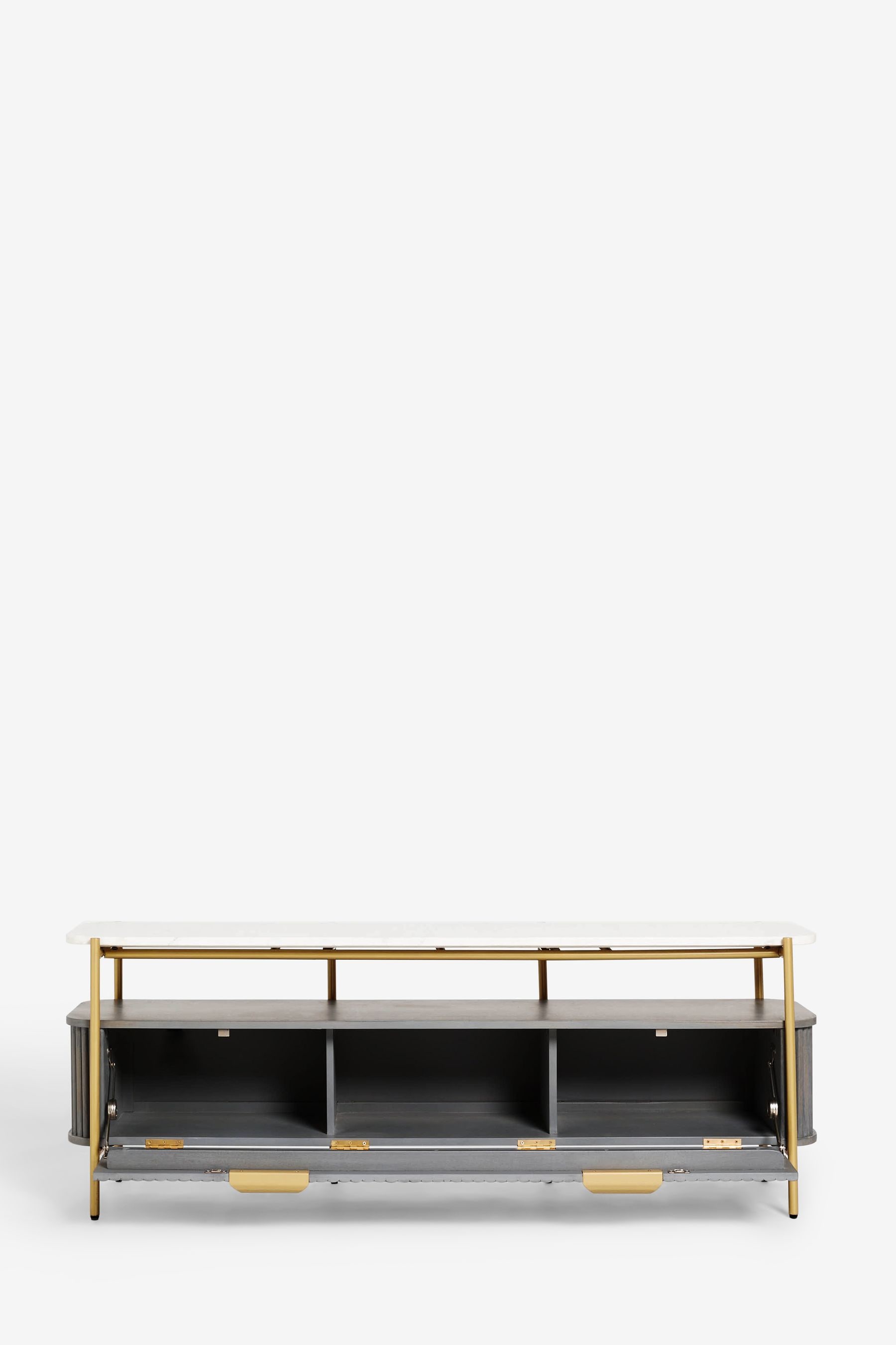 Buy Dark Grey Valencia Marble Mango Wood Up to 65 inch, Floating Top TV ...