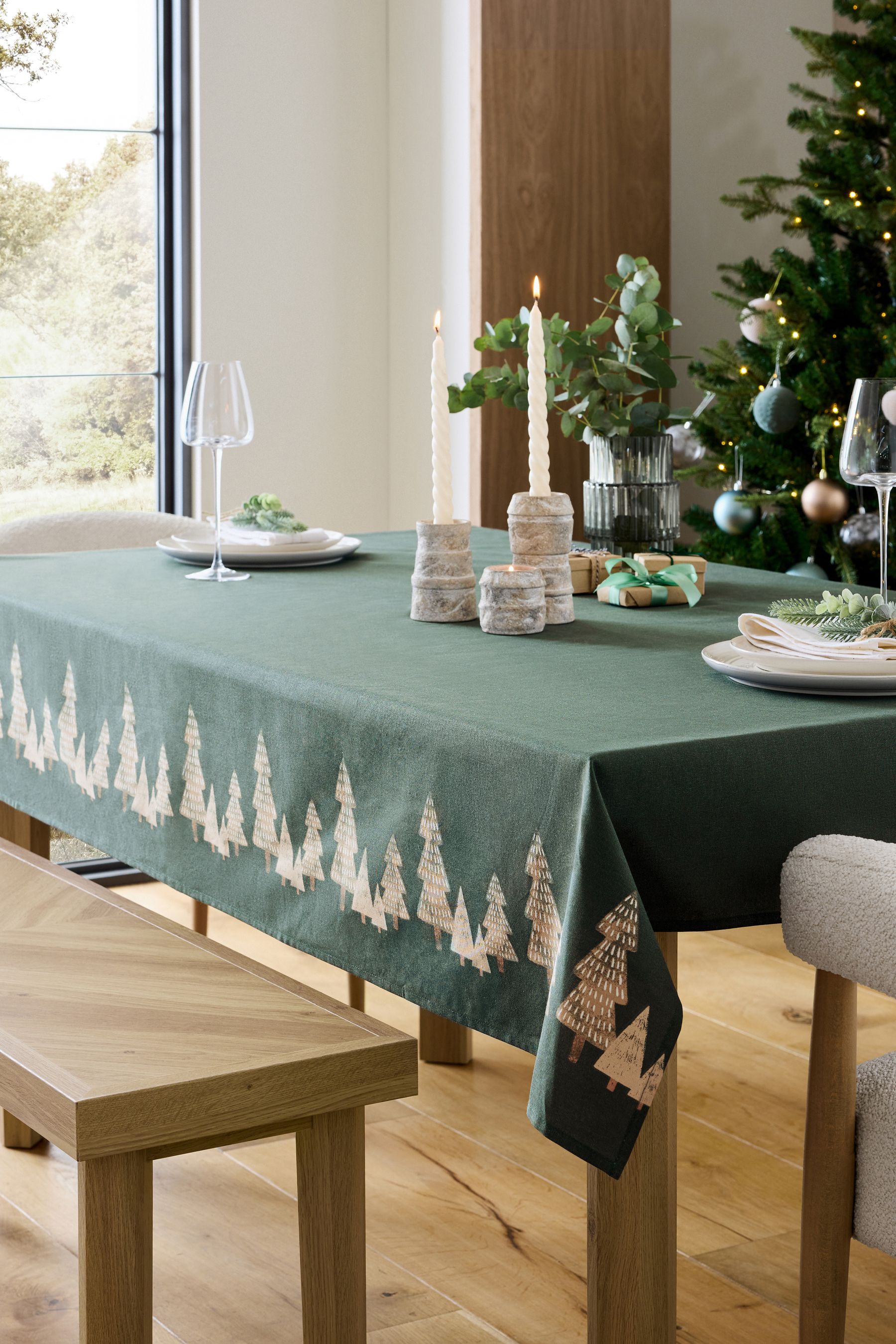Buy Green Christmas Tree 100% Cotton Table Cloth from the Next UK ...