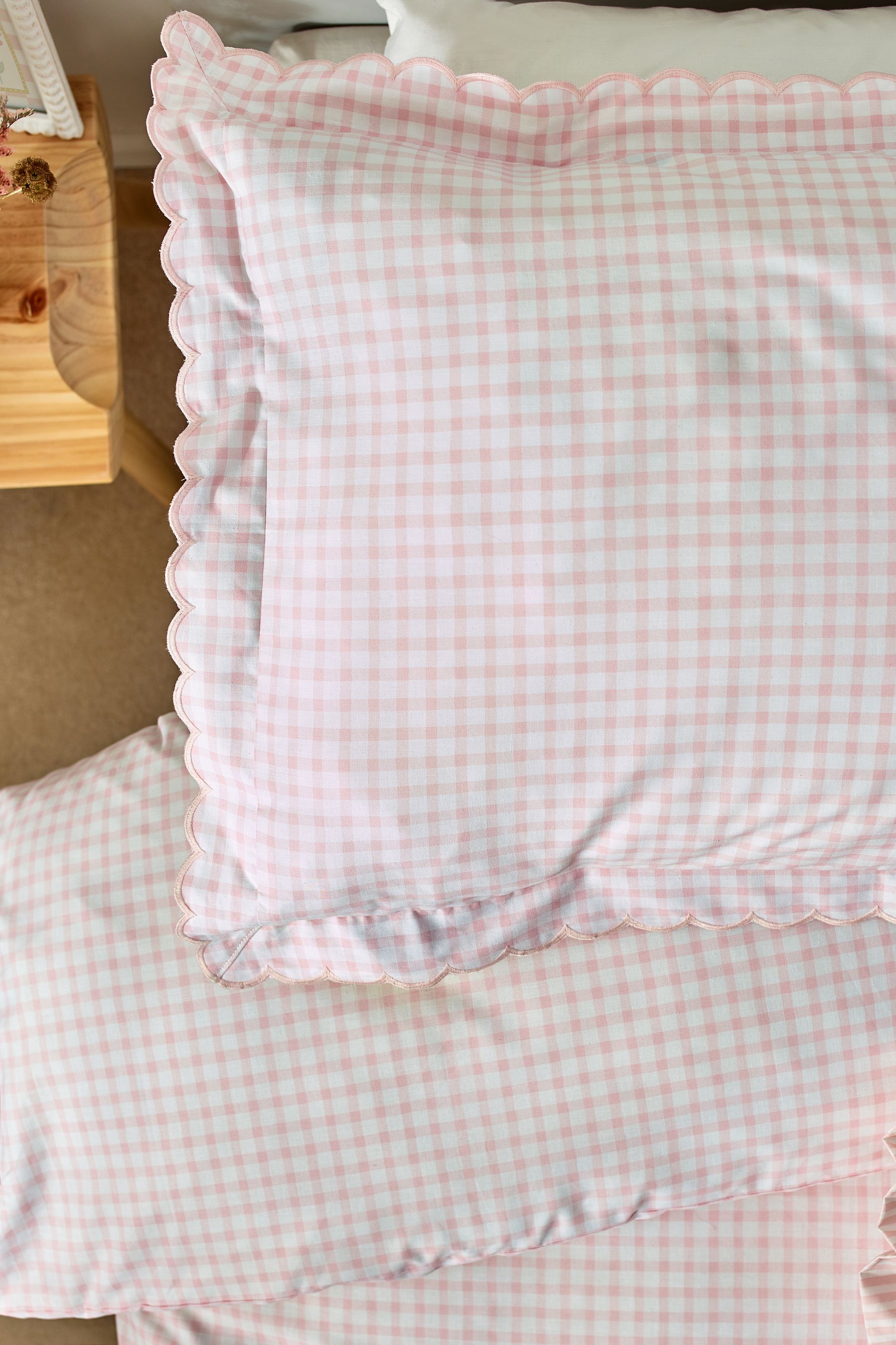 Buy Pink Gingham 100% Cotton Printed Bedding Duvet Cover and Pillowcase ...