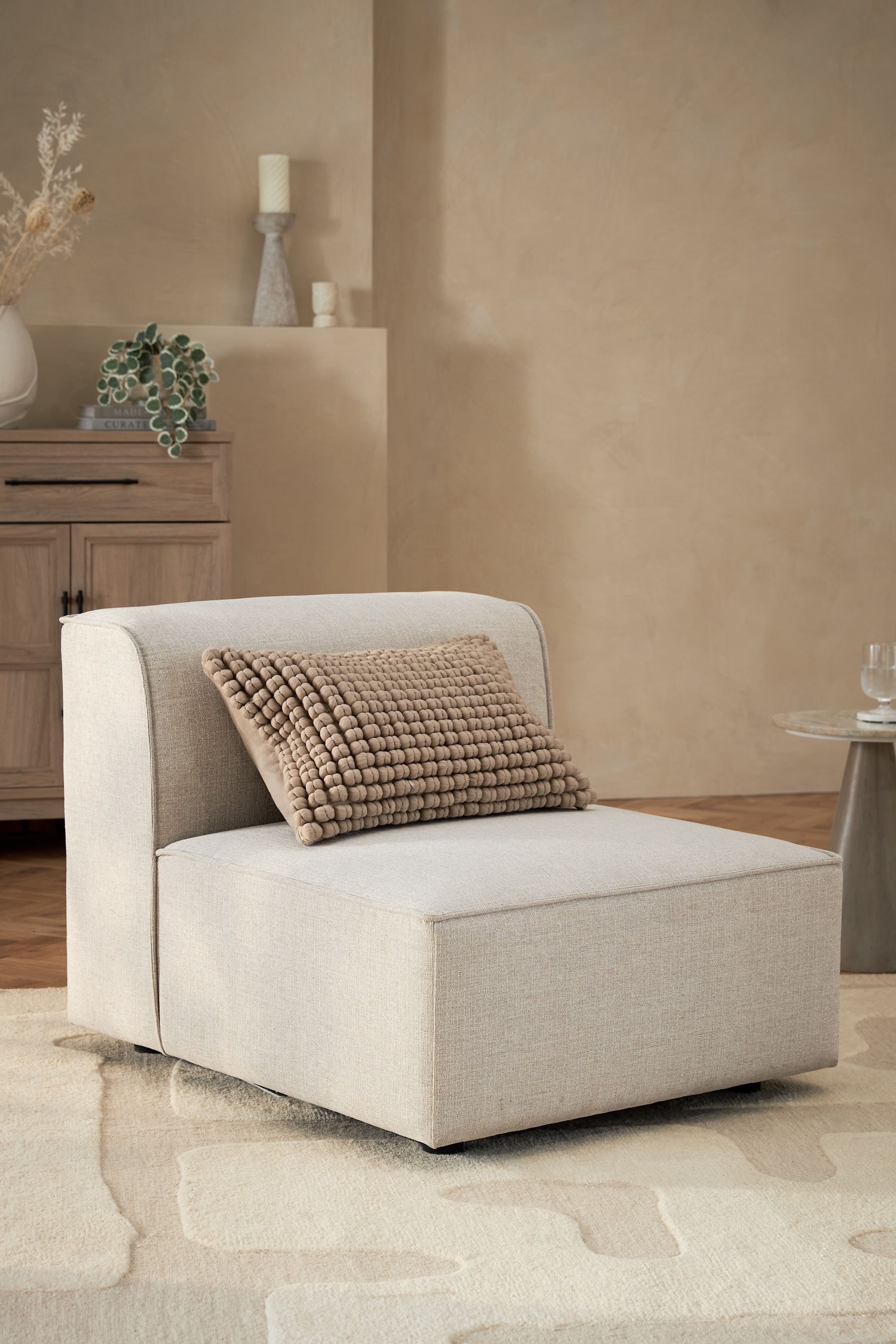 Buy Tweedy Plain Light Natural Single Centre Piece Alba Modular Sofa ...