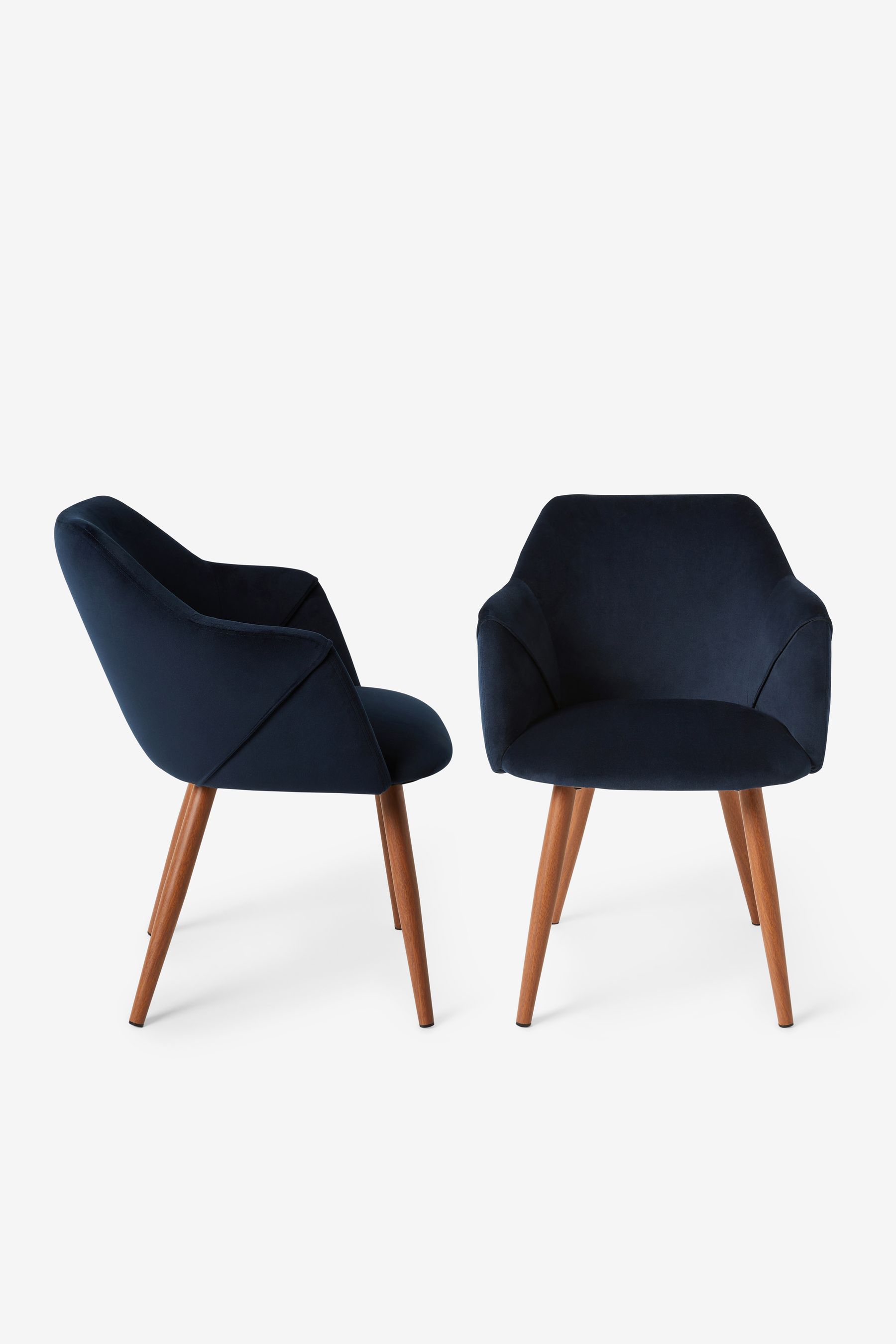 Buy MADE.COM Set of 2 Dark Blue and Walnut Legs Lule Arm Dining Chairs ...