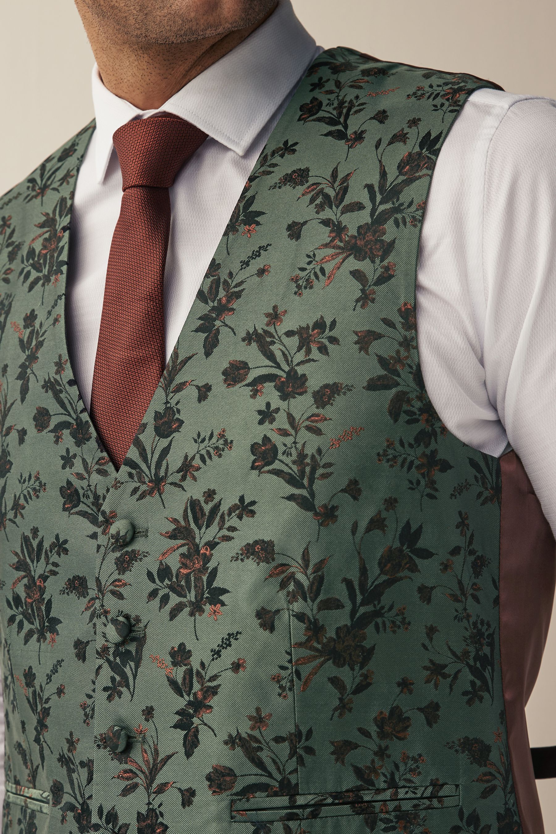 Buy Forest Green Floral Occasion Waistcoat from the Next UK online shop