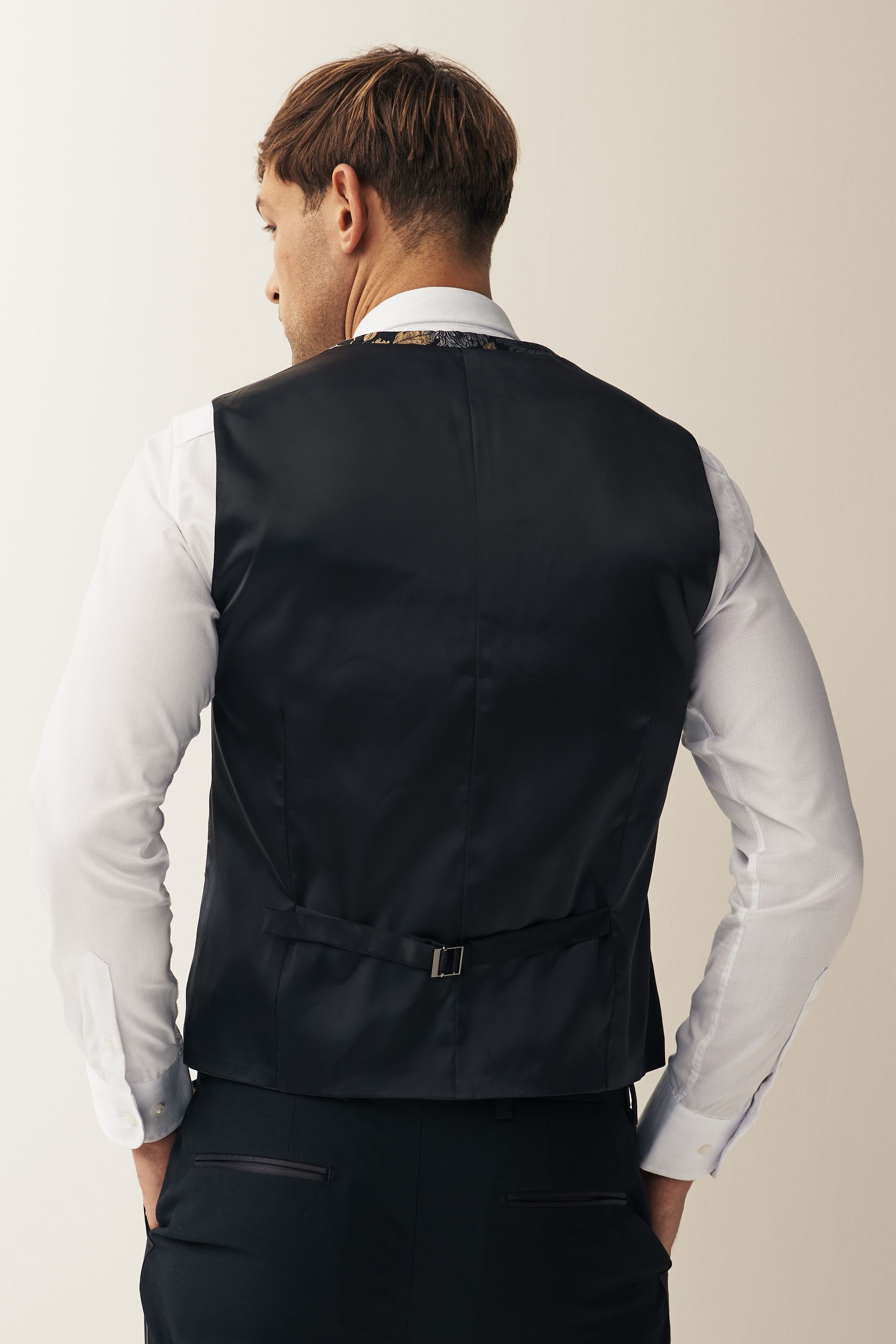 Buy Black/Yellow Gold Floral Occasion Waistcoat from the Next UK online ...