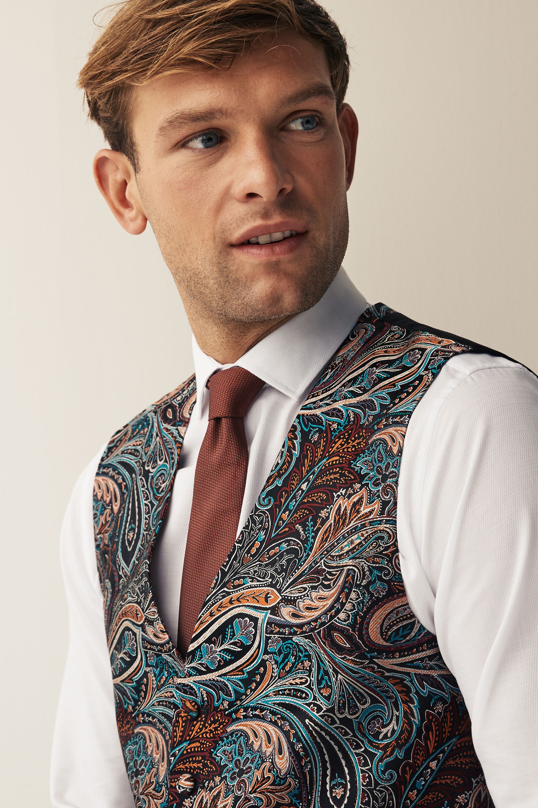 Buy Multi Coloured Burgundy Red Paisley Occasion Waistcoat from the ...