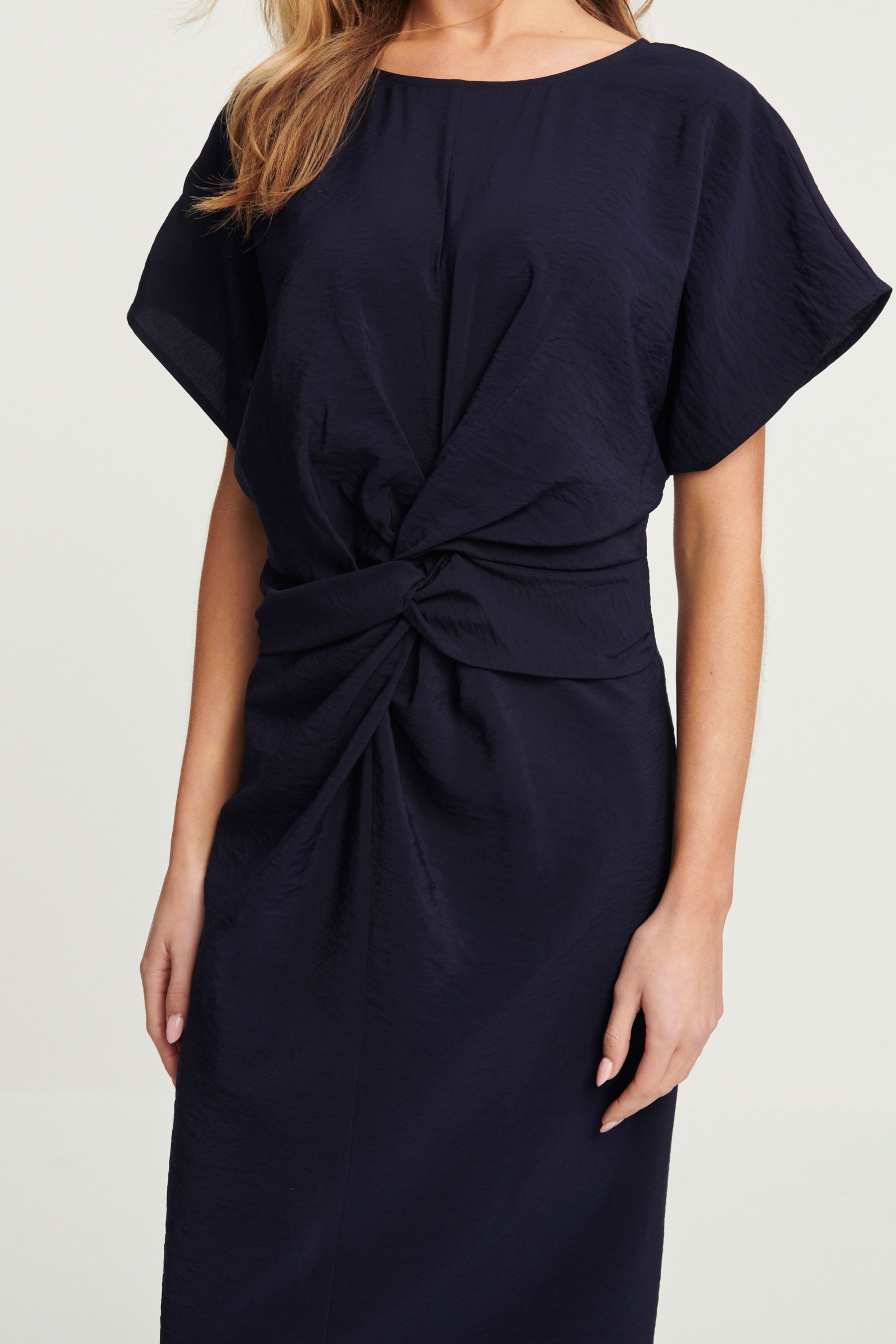 Buy Navy Blue Twist Waist Short Sleeve Midi Dress from the Next UK ...