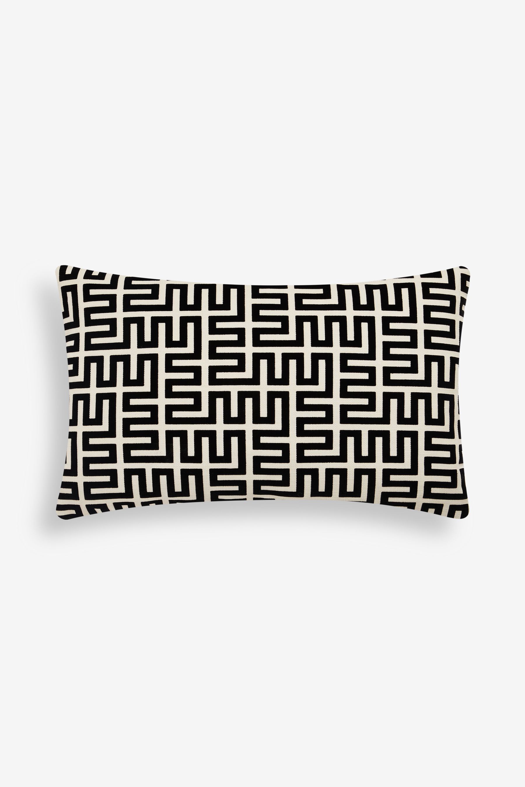 Buy Monochrome 40 x 59cm Geometric Flock Large Oblong Cushion from the ...