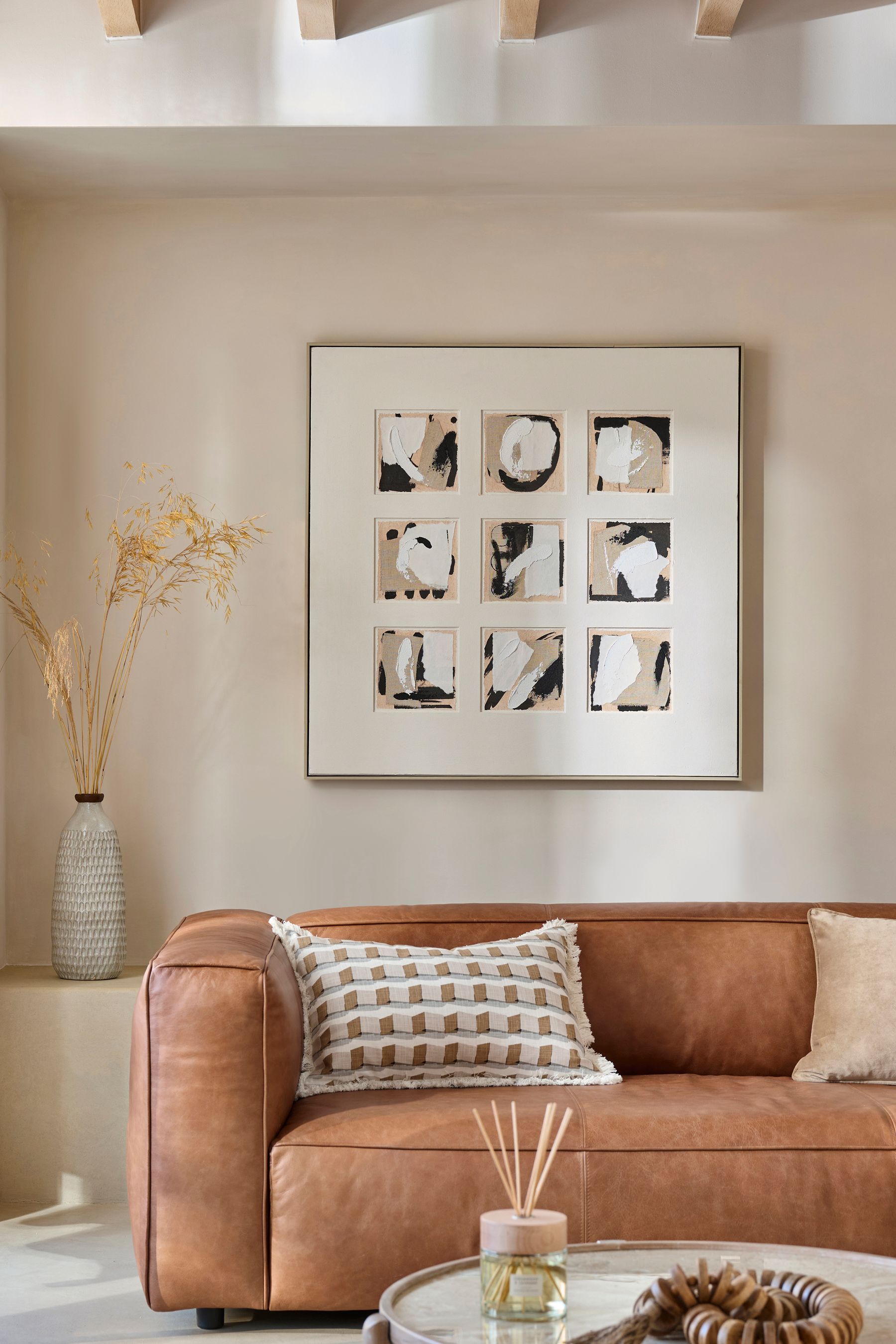 Buy Natural Extra Large Hand Painted Abstract Framed Canvas Wall Art ...