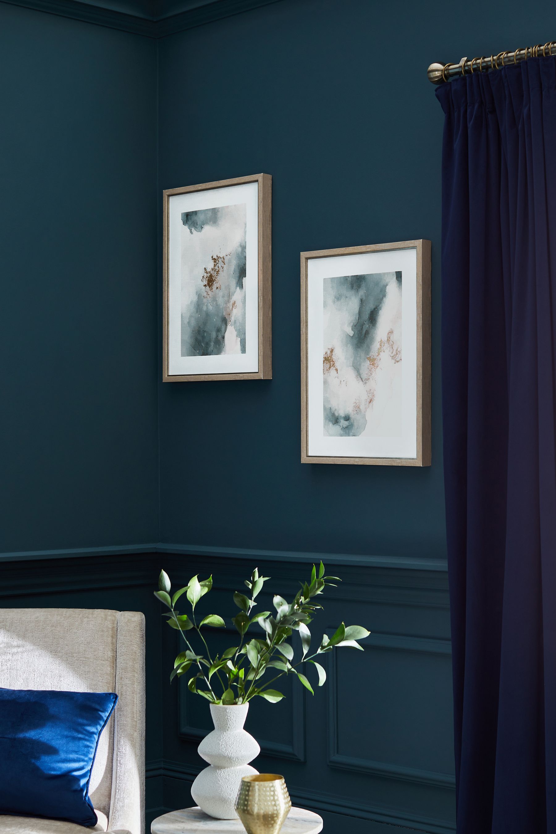 Buy Blue/Gold Abstract Framed Canvas Wall Art Set Of 2 from the Next UK ...