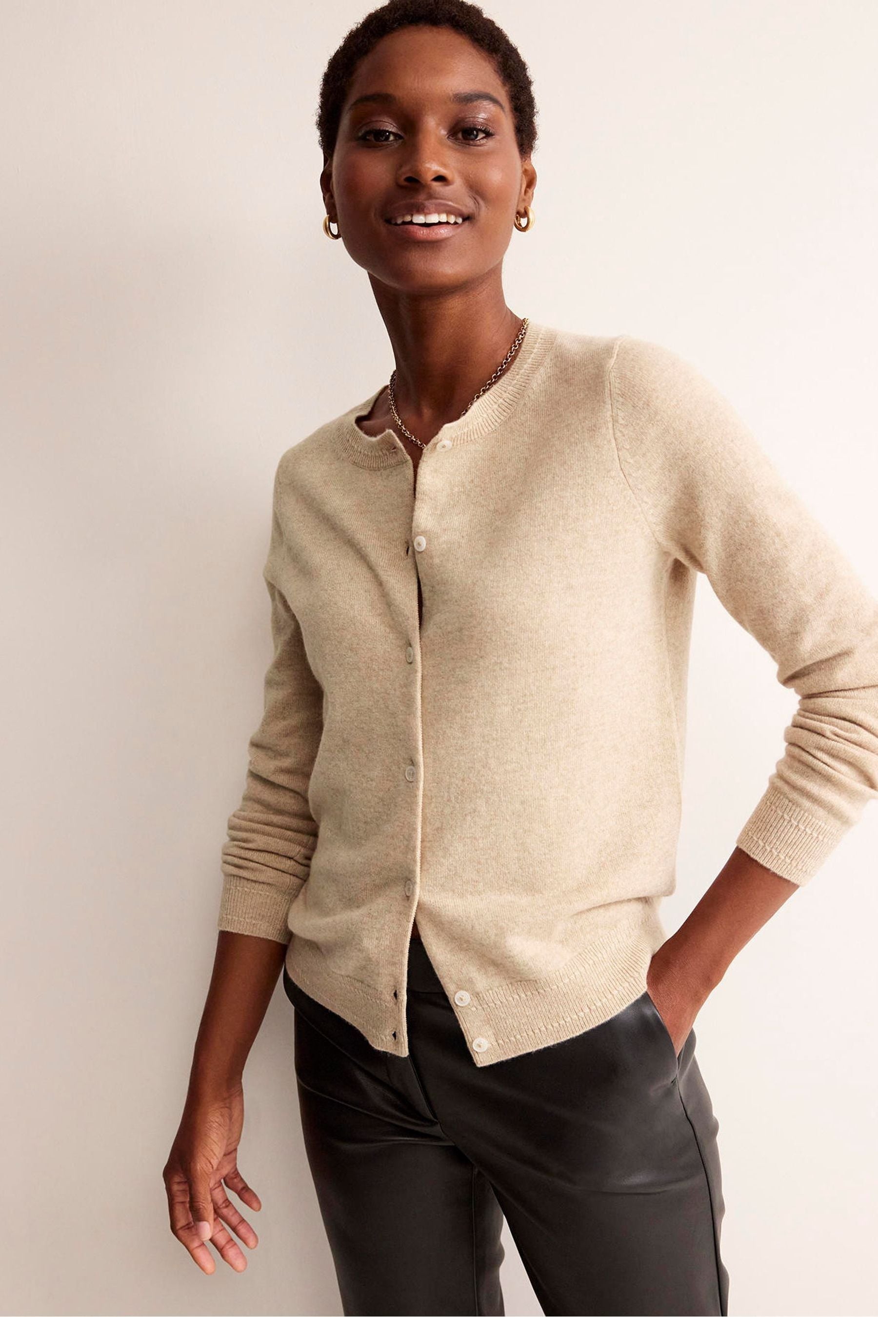 Buy Boden Natural Eva Cashmere Crew Cardigan from the Next UK online shop