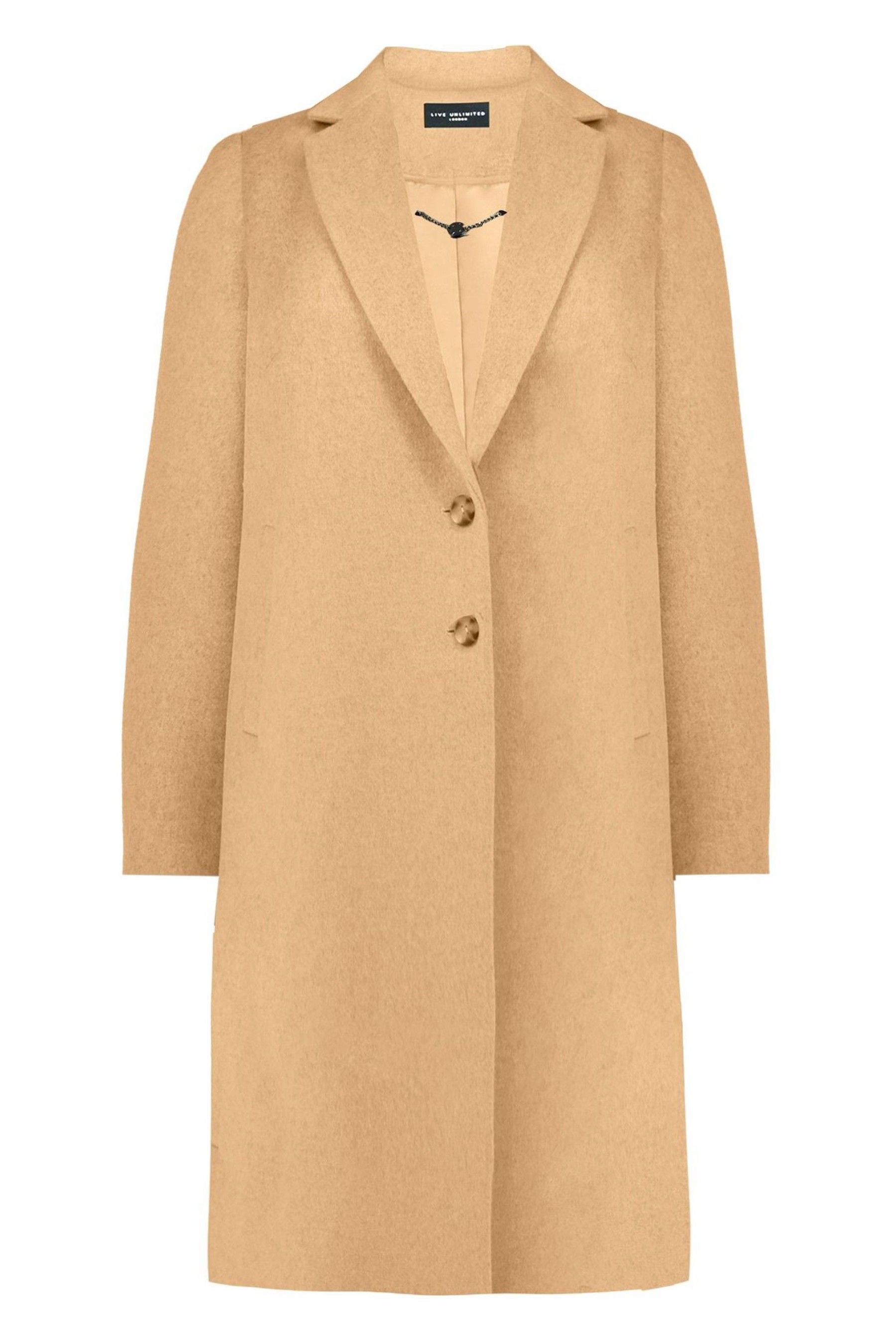 Buy Live Unlimited Curve - Natural Wool Blend Long Tailored Coat from ...