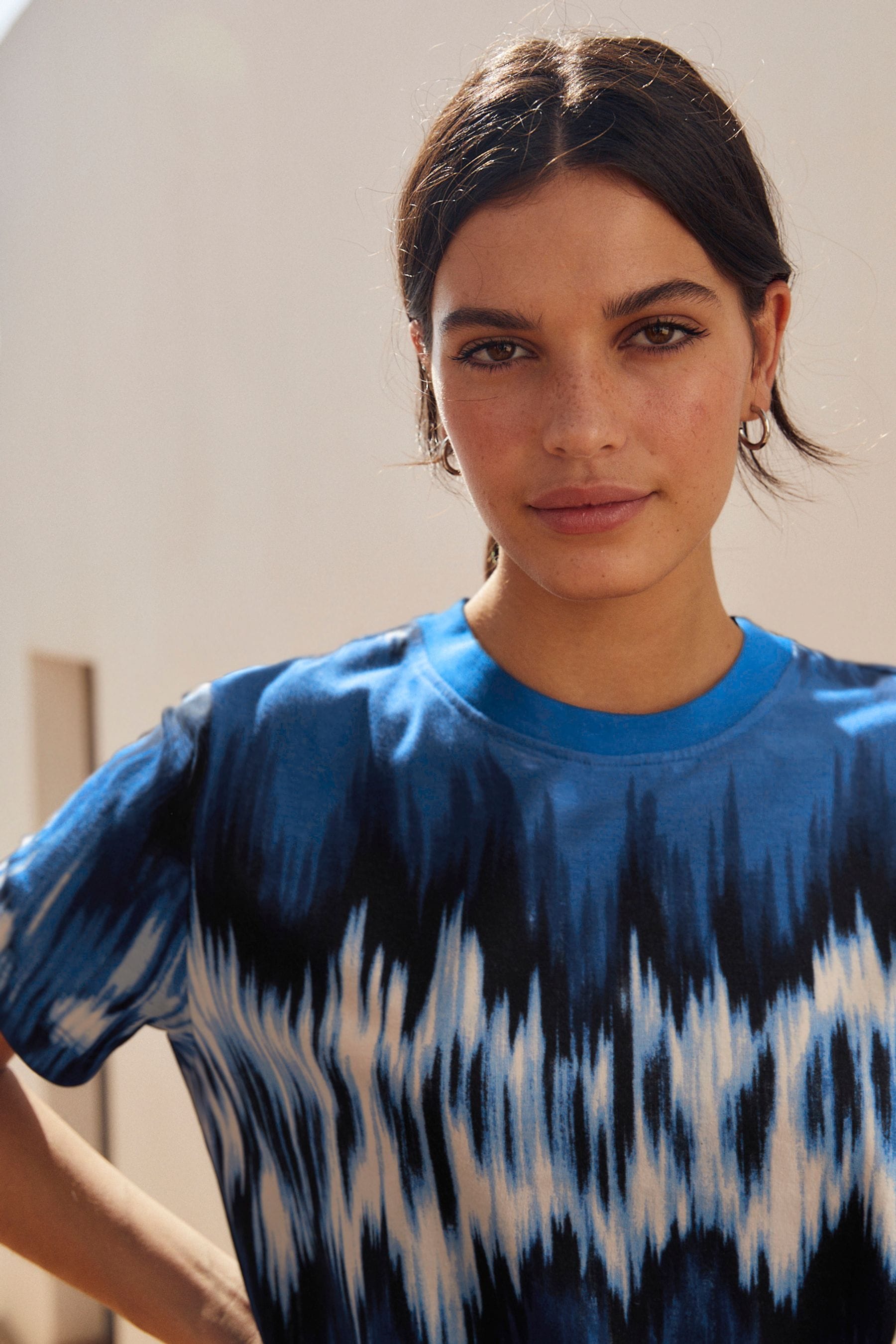 Buy Blue Print Crew Neck Short Sleeve T-Shirt Dress from the Next UK ...