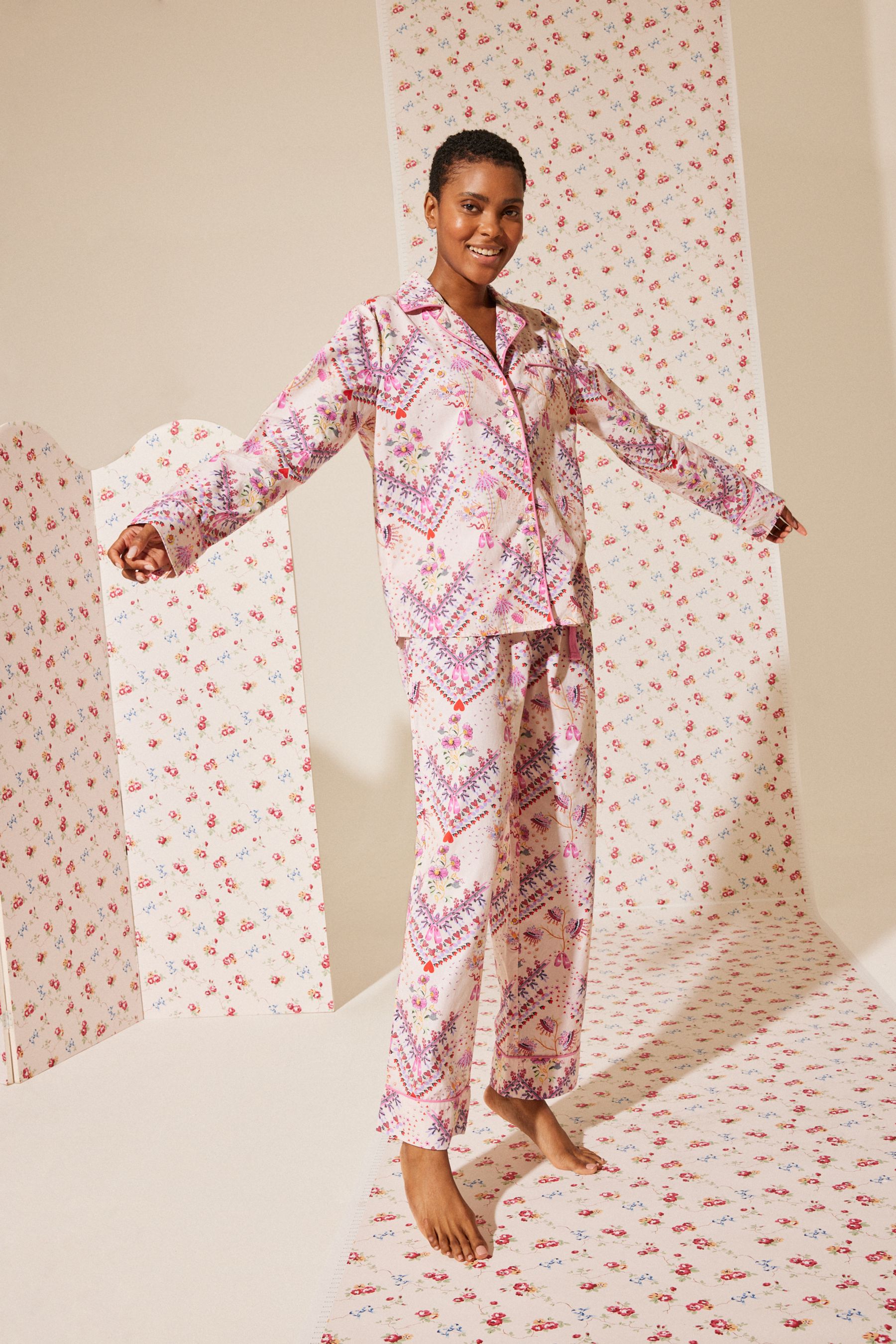 Buy Cath Kidston Ecru Cotton Poplin Button Through Pyjamas from the ...