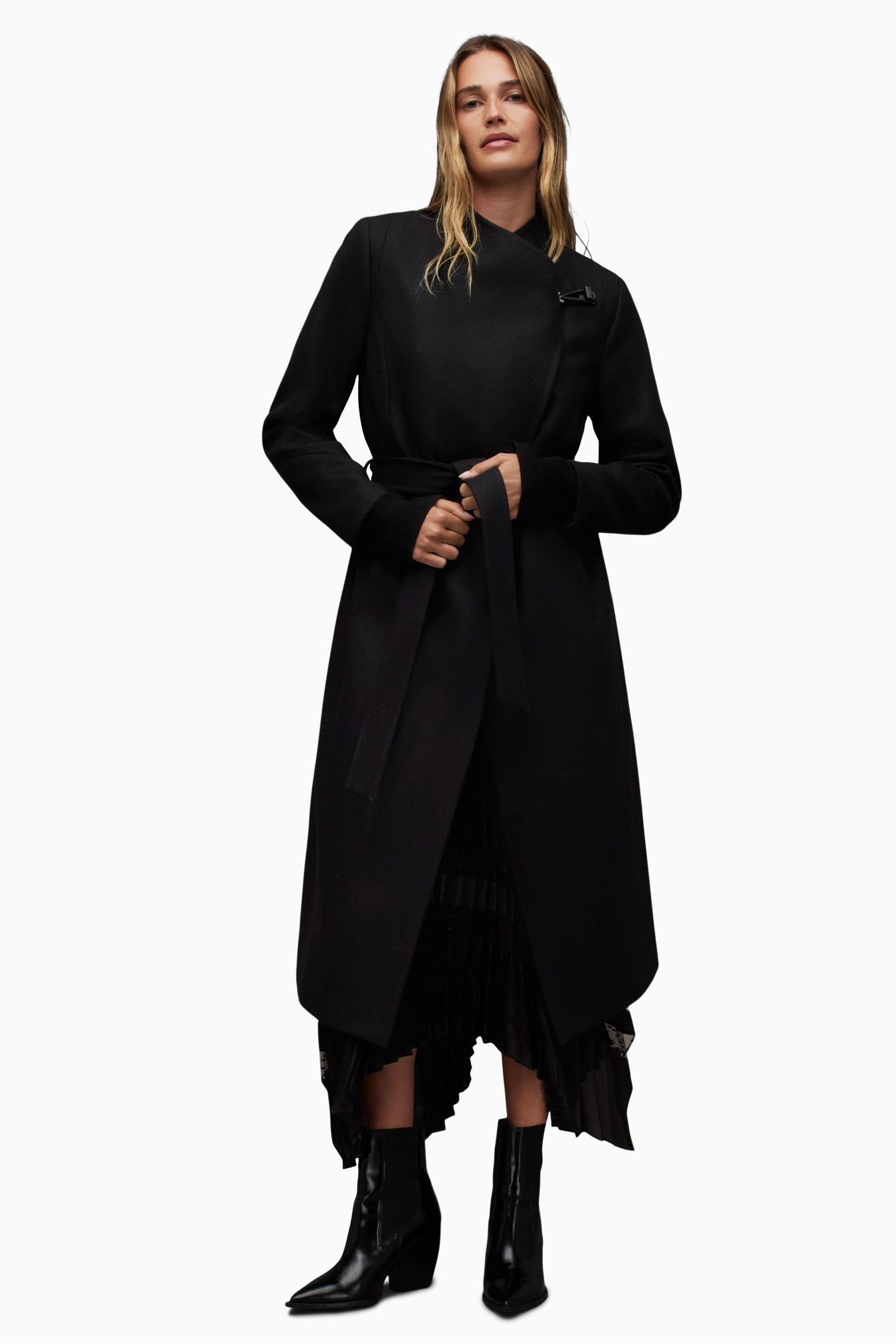 Buy AllSaints Black Riley Coat from the Next UK online shop