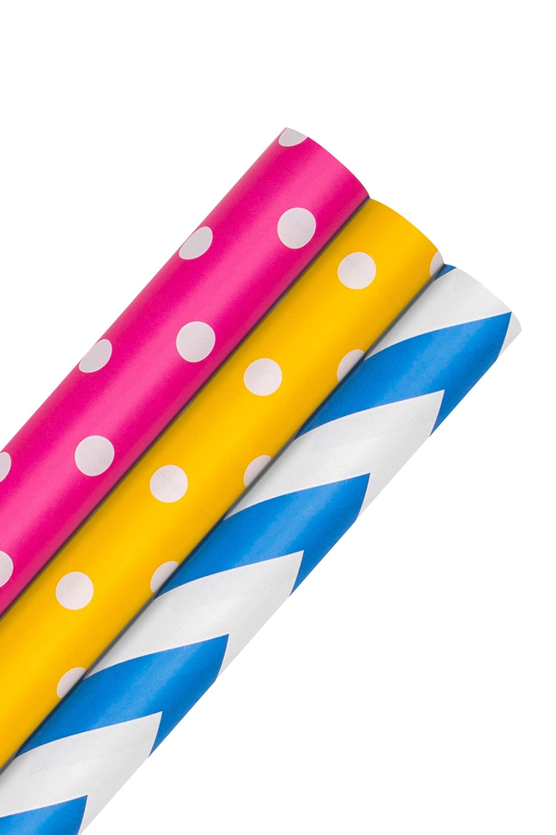 Buy Hallmark Multicoloured Spots and Stripes Wrapping Paper 3 Rolls x ...