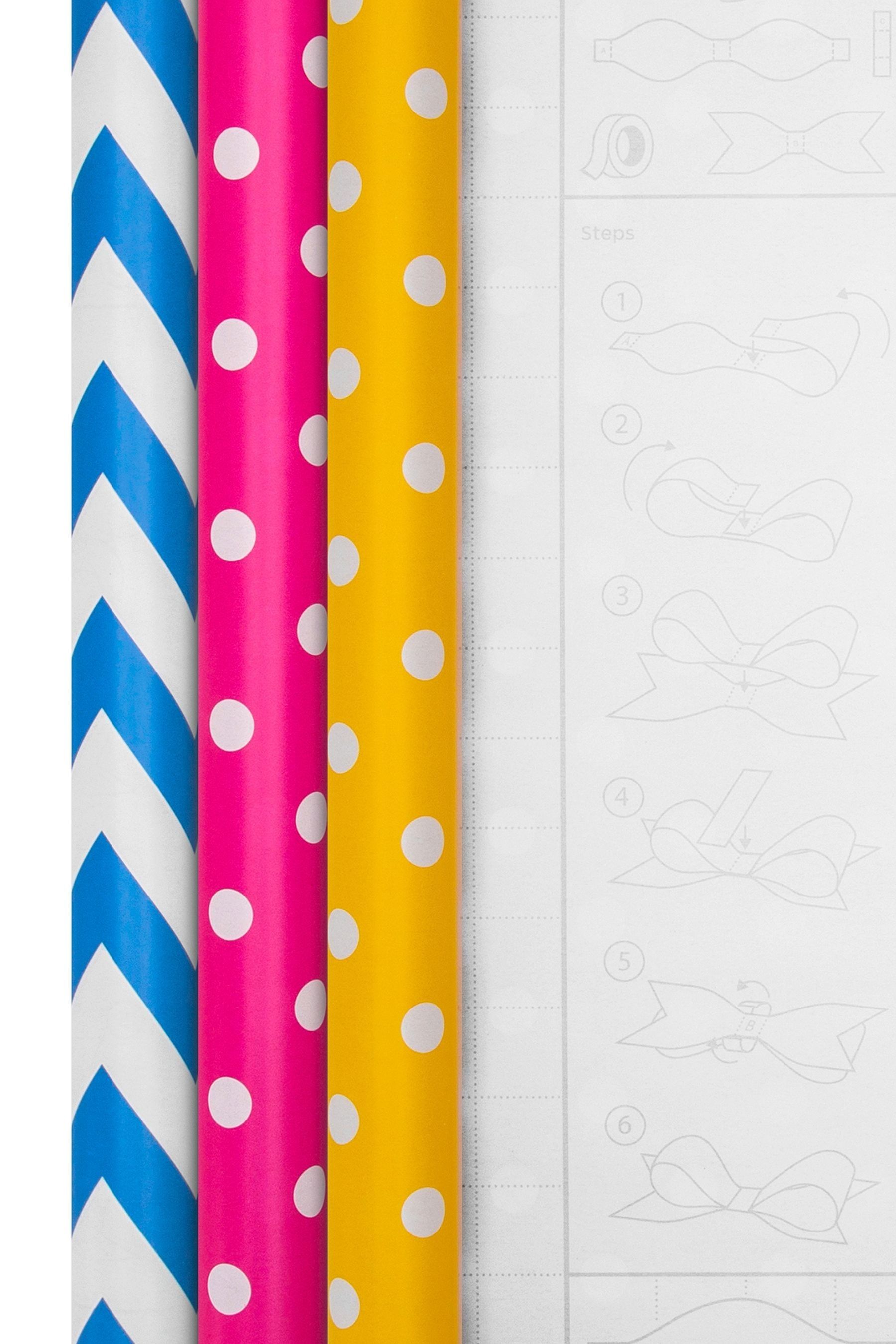 Buy Hallmark Multicoloured Spots and Stripes Wrapping Paper 3 Rolls x ...