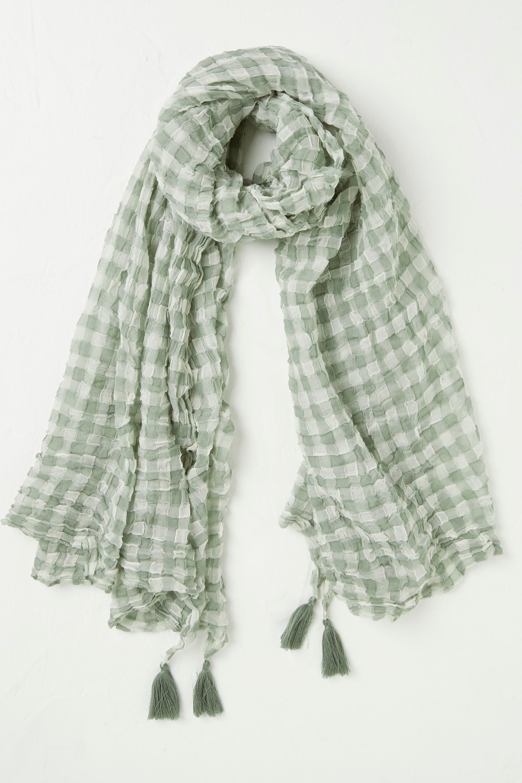 Buy FatFace Green Lightweight Gingham Check Scarf from the Next UK ...