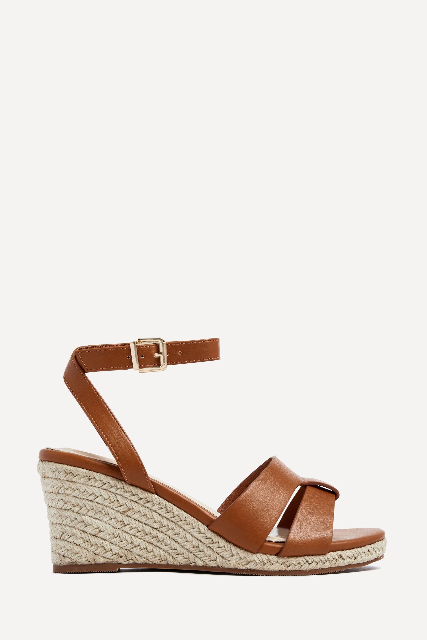 Buy Linzi Black Bahia Plaited Straw Wedges With Ankle Strap from the ...