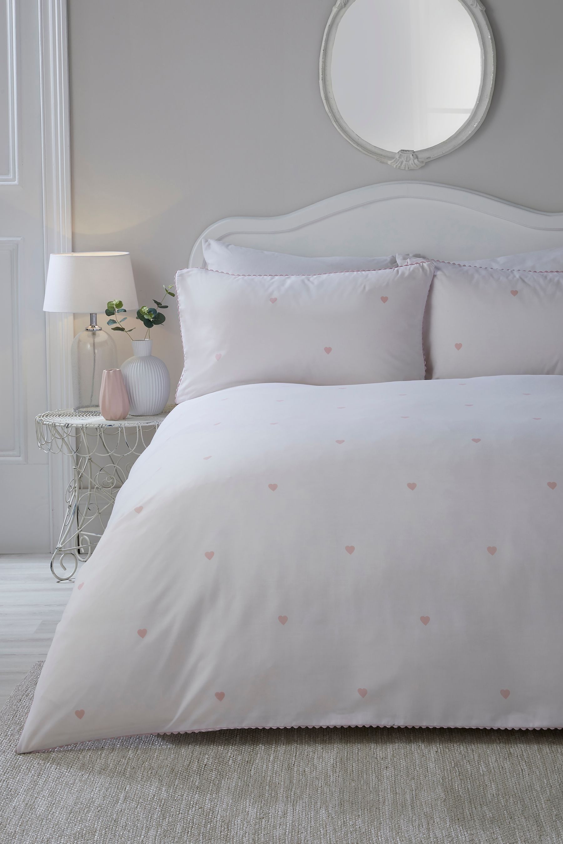 Buy Serene Blush Decorative Heart Soft Touch Duvet Cover Set from the ...