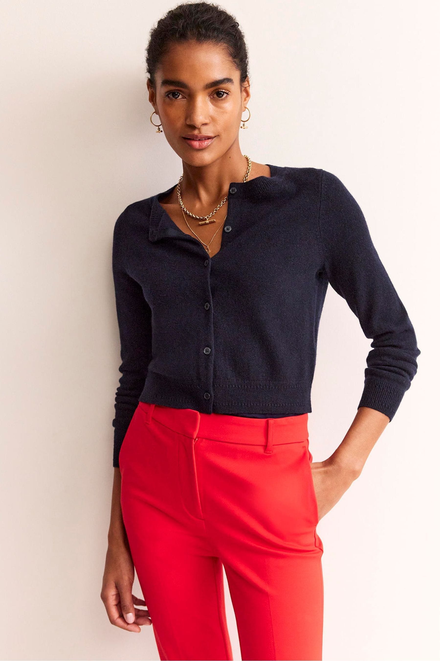 Buy Boden Blue Eva Cashmere Cropped Cardigan from the Next UK online shop