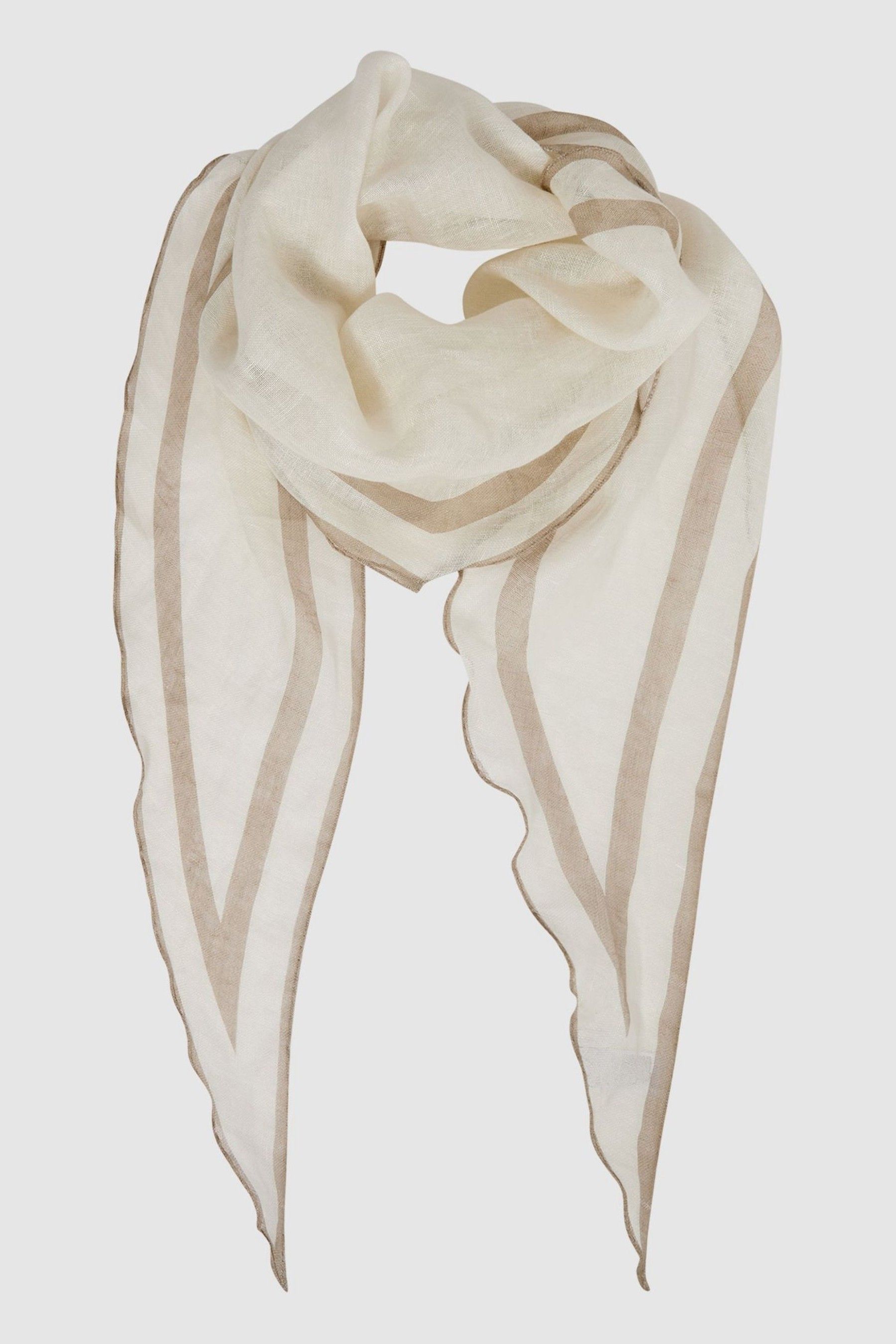 Buy Reiss Ecru Rhombus Linen Contrast Trim Scarf from the Next UK ...