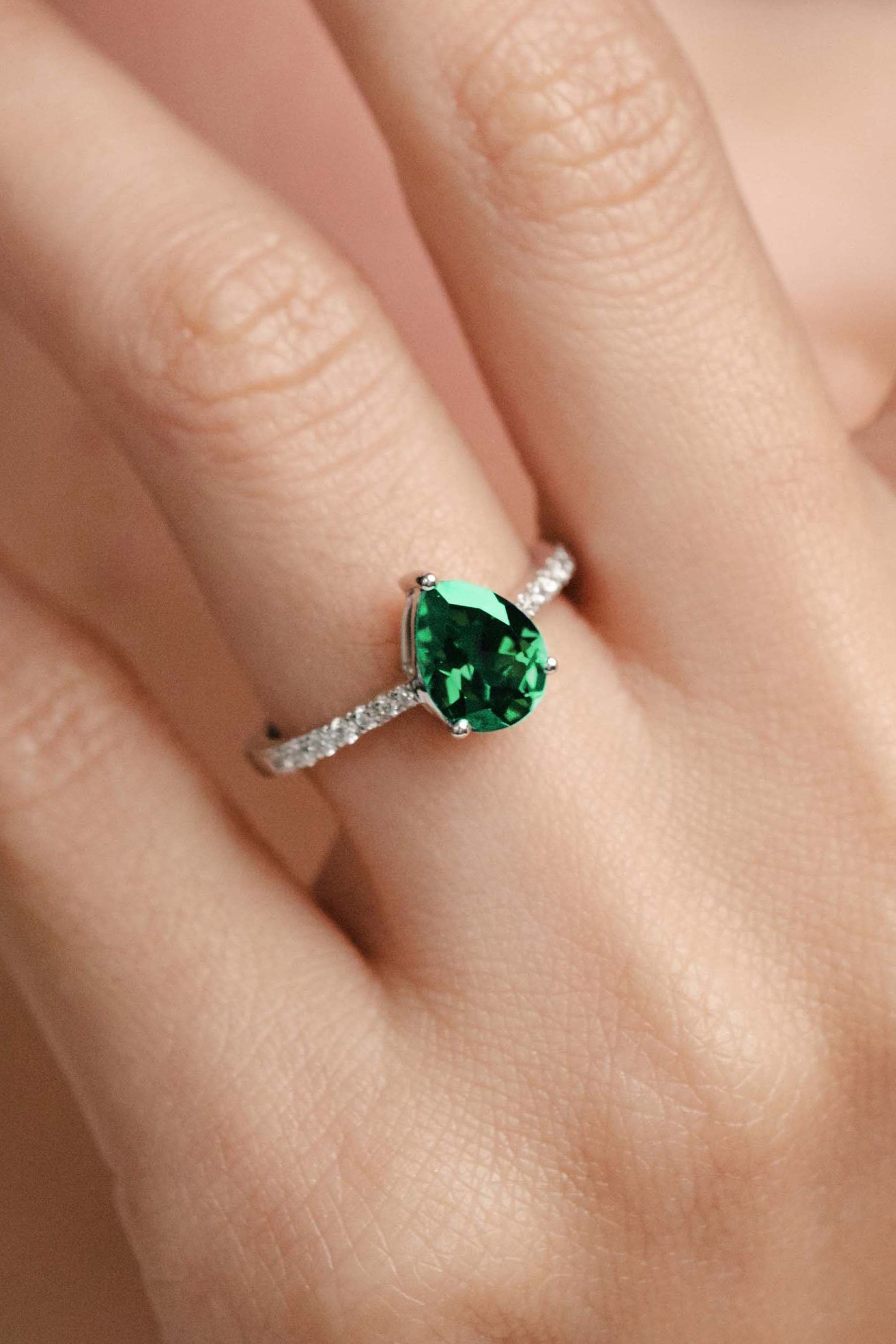 Buy The Diamond Store Green Astra 2.30ct Lab Emerald And Diamond Pear ...