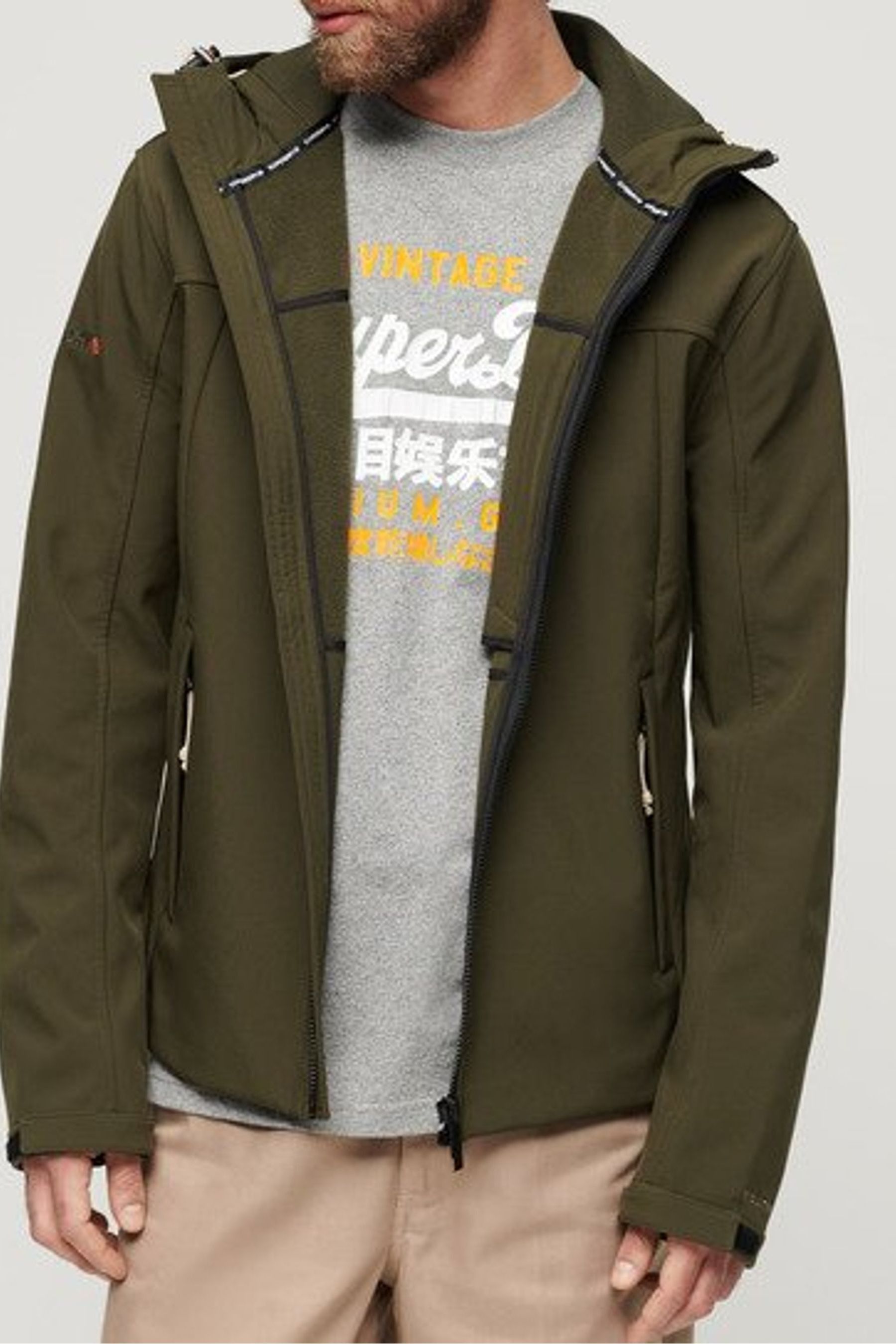 Buy Superdry Green Hooded Soft Shell Trekker Jacket from the Next UK ...