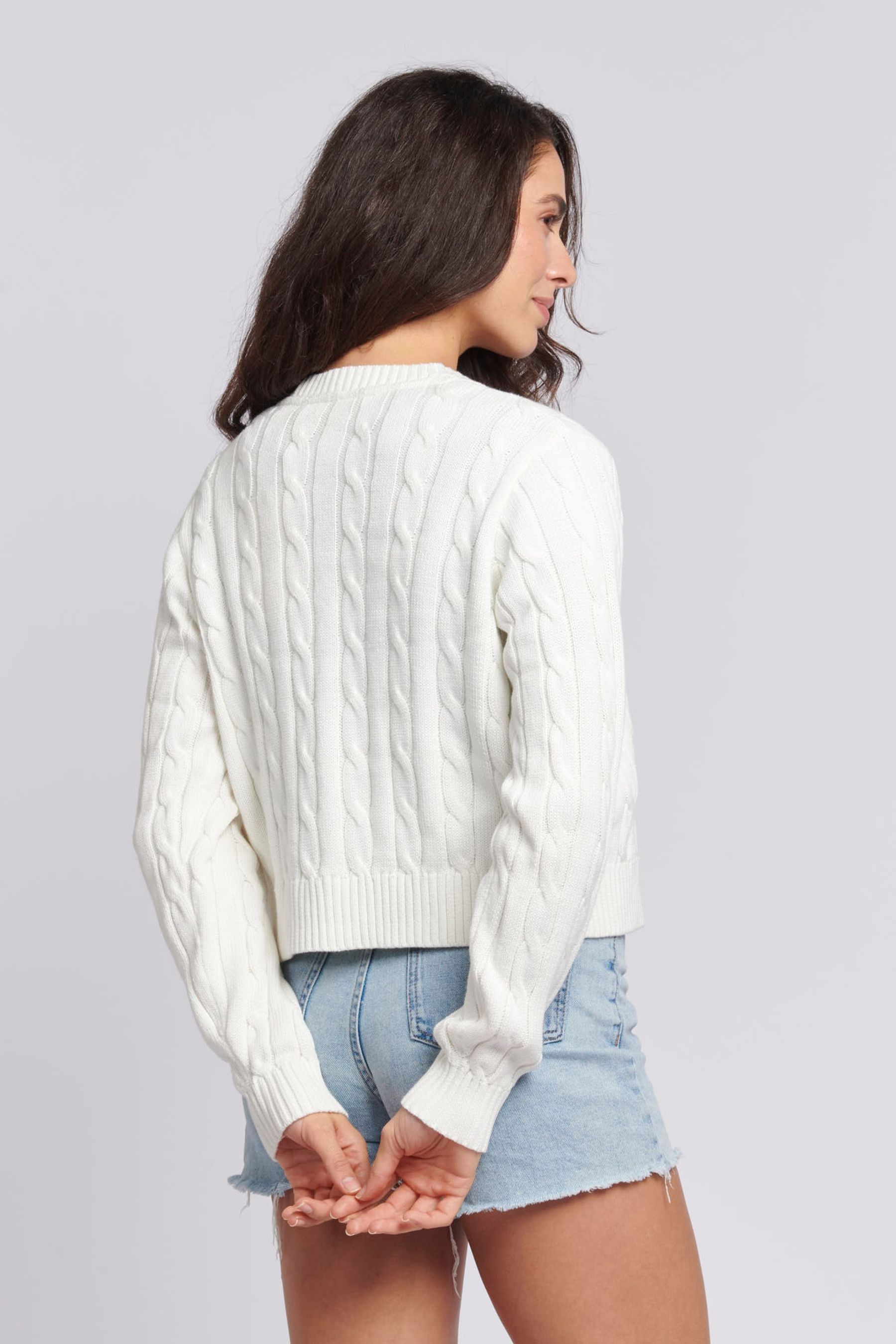 Buy U.S. Polo Assn. Womens Cable Knit Cropped White Cardigan from the Next UK online shop