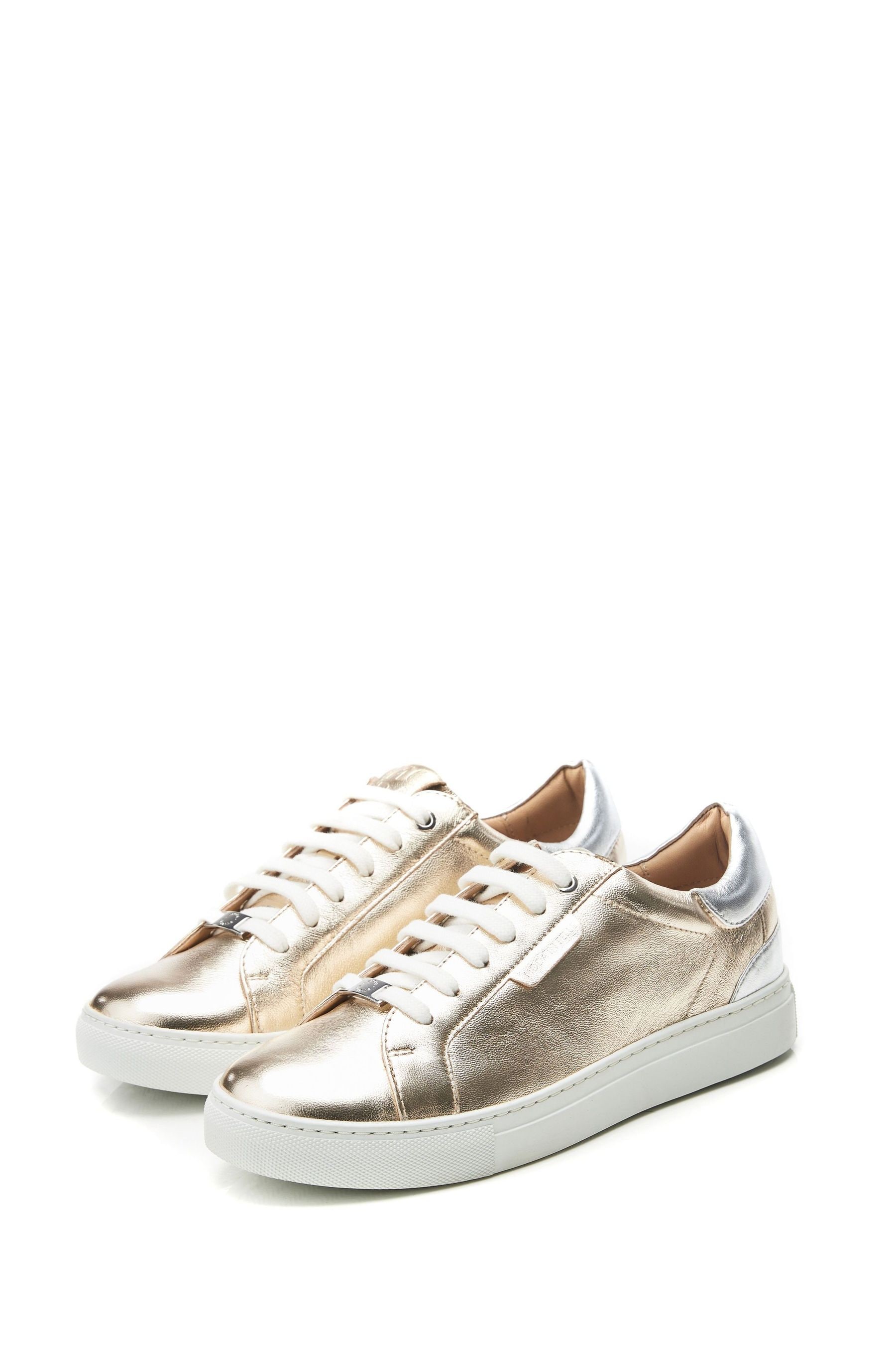 Buy Moda in Pelle Gold Ariba Flat Slab Lace up Trainers from the Next ...
