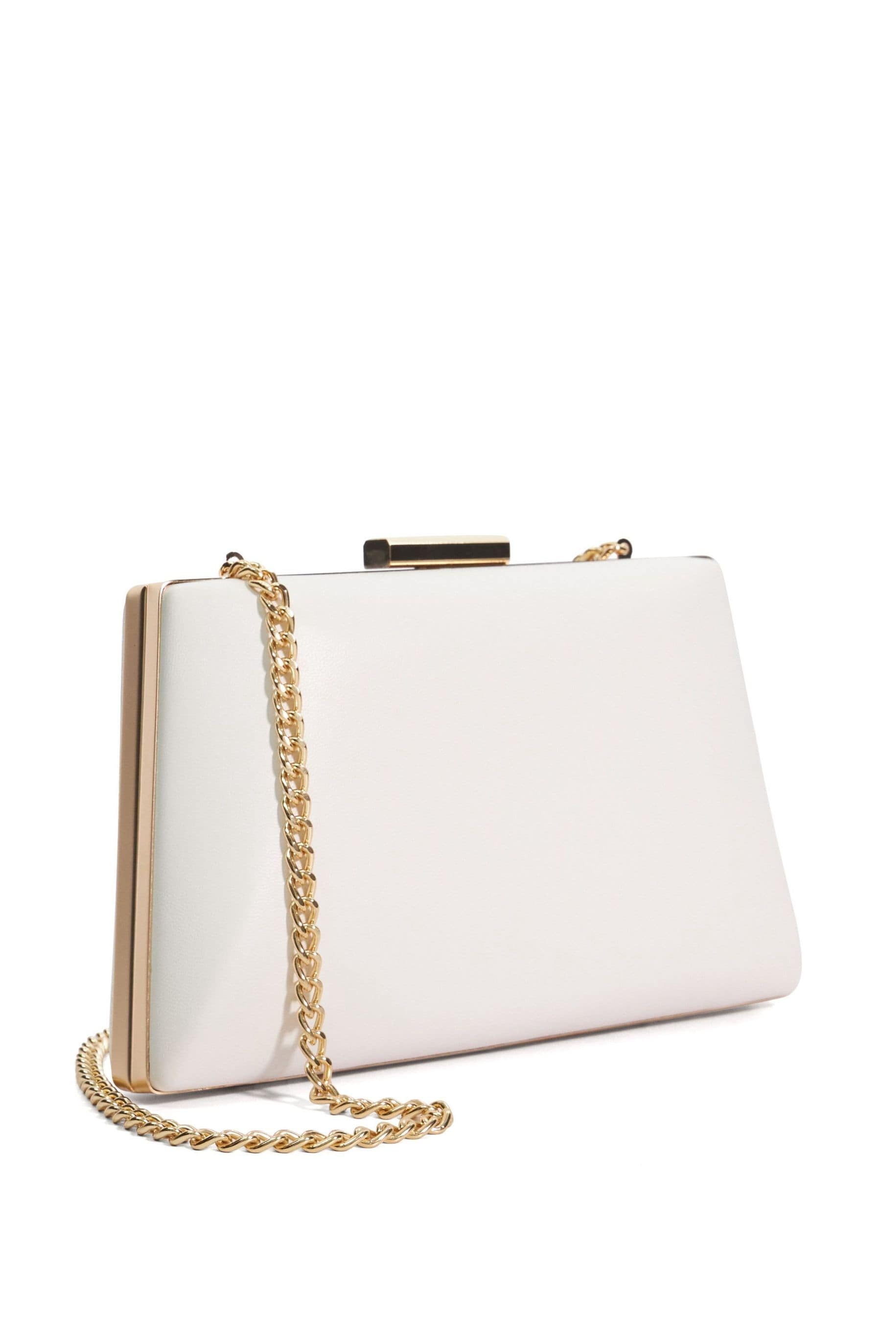Buy Dune London White Ground Bellaria Angled Frame Clutch Bag from the ...