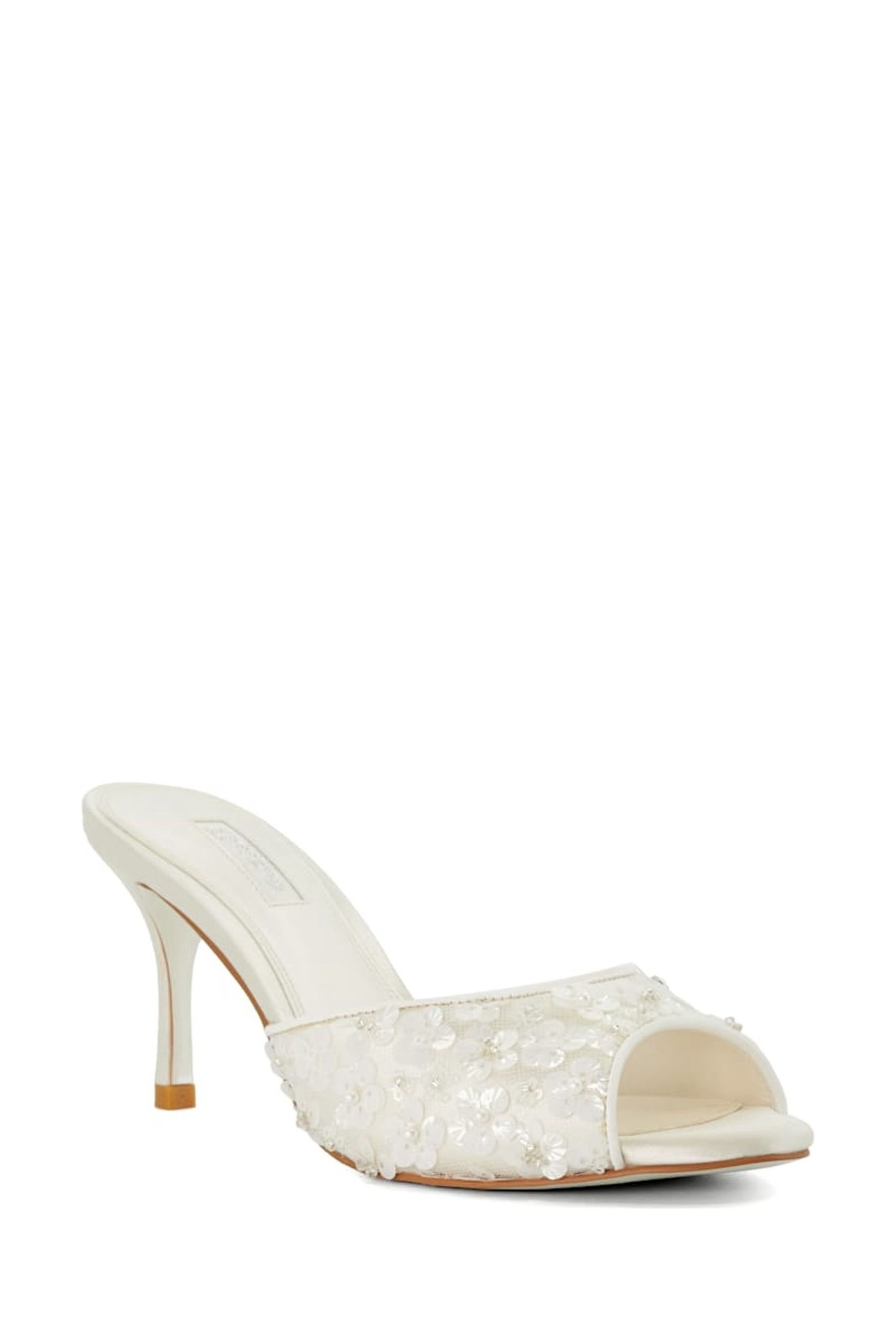 Buy Dune London Cream Minimoon Bridal Kitten Heel Mules from the Next ...