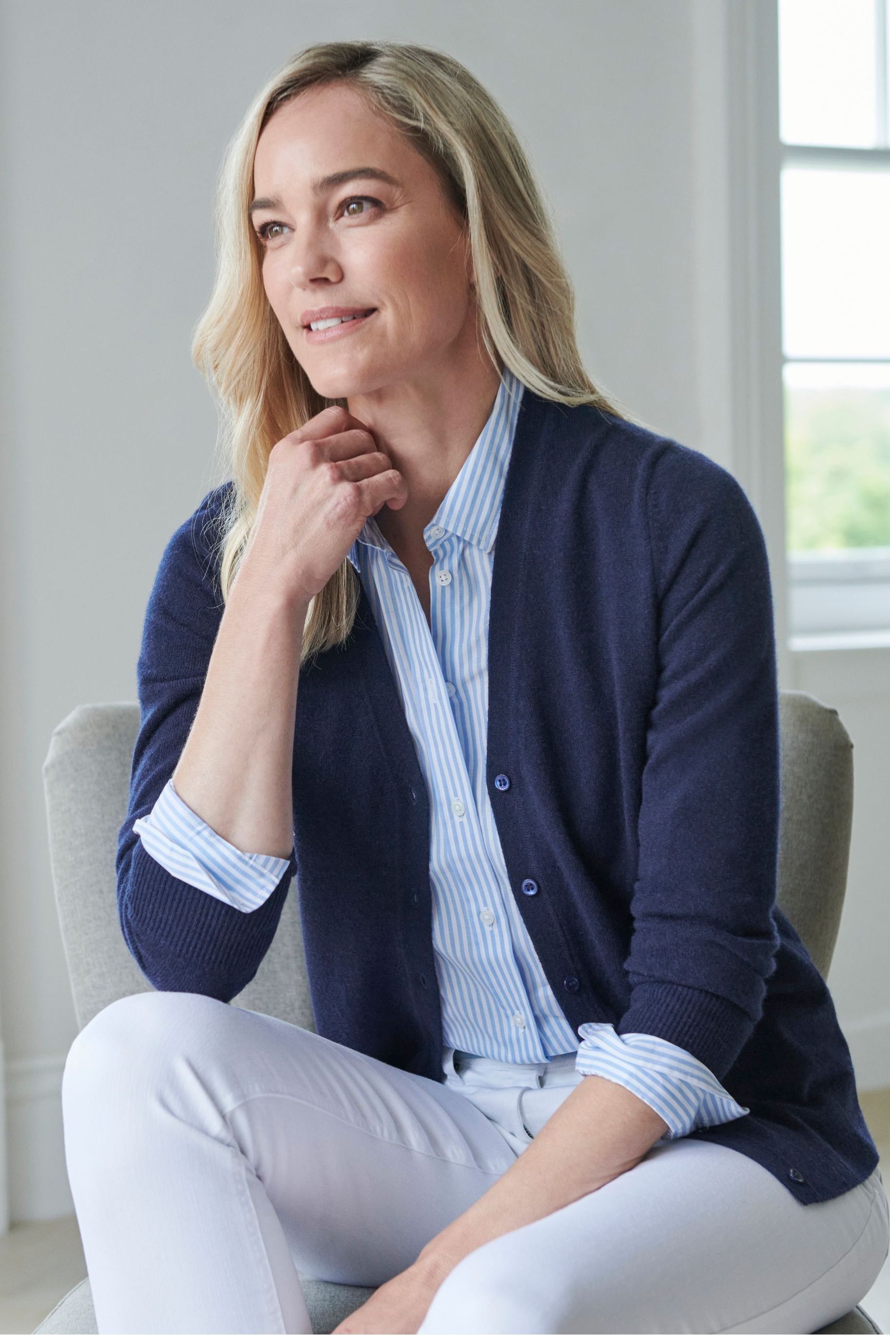 Buy Pure Collection Cashmere V-Neck Cardigan with Colour Matched ...