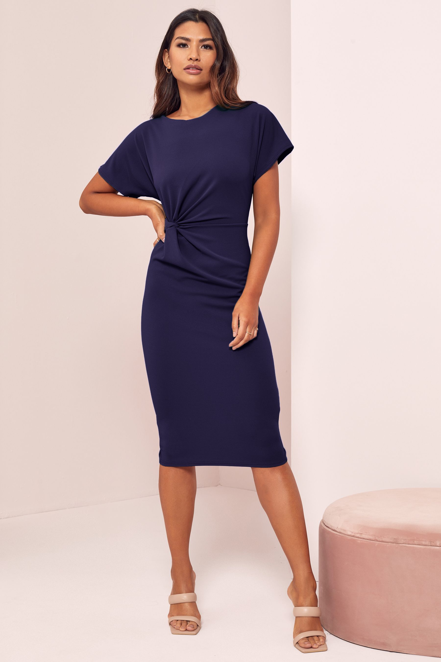 Buy Lipsy Navy Twist Side Crew Neck Midi Dress from Next Ireland