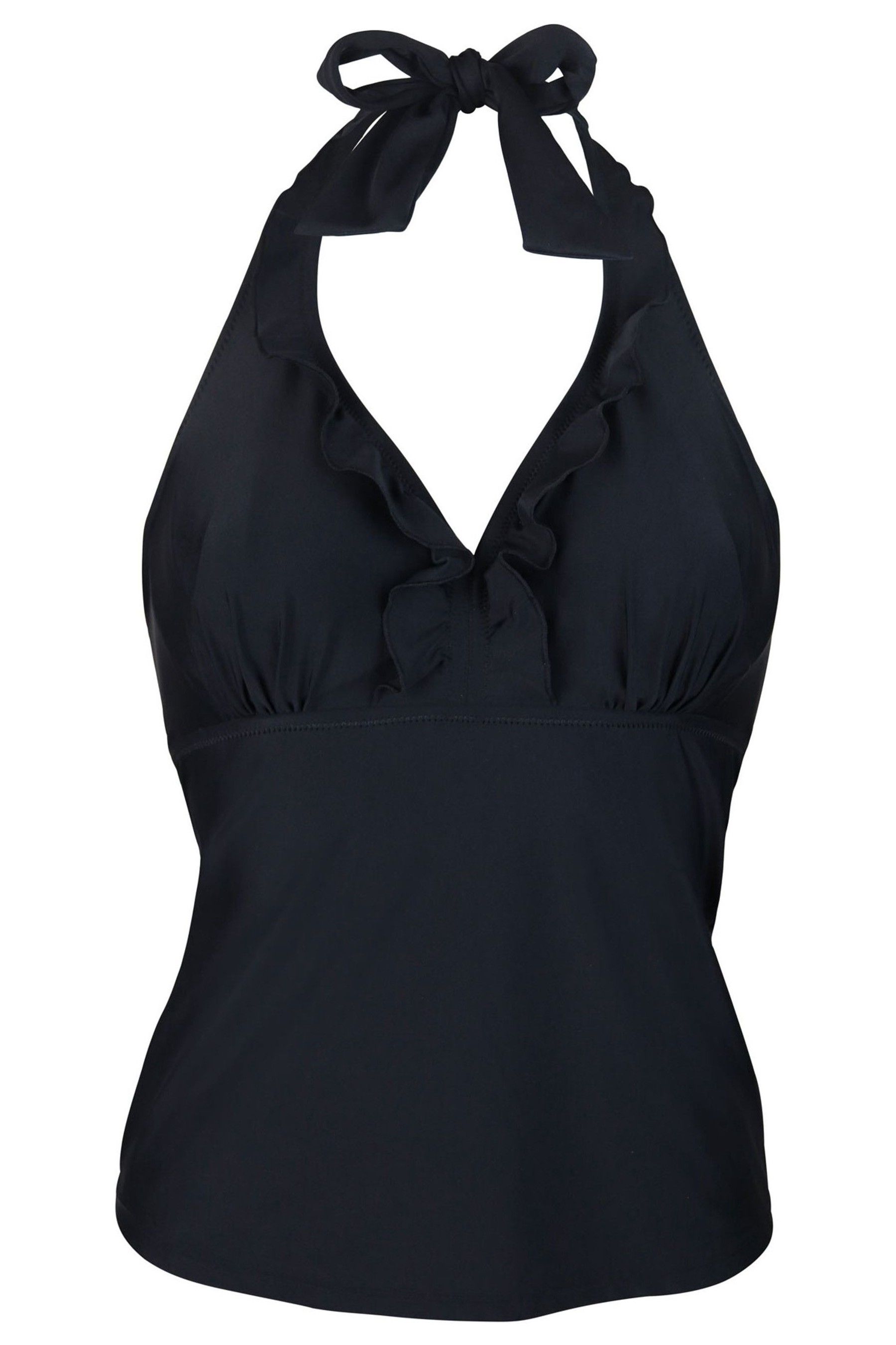 Buy Pour Moi Black Halter Splash Frill Underwired Halter Tankini Top ...