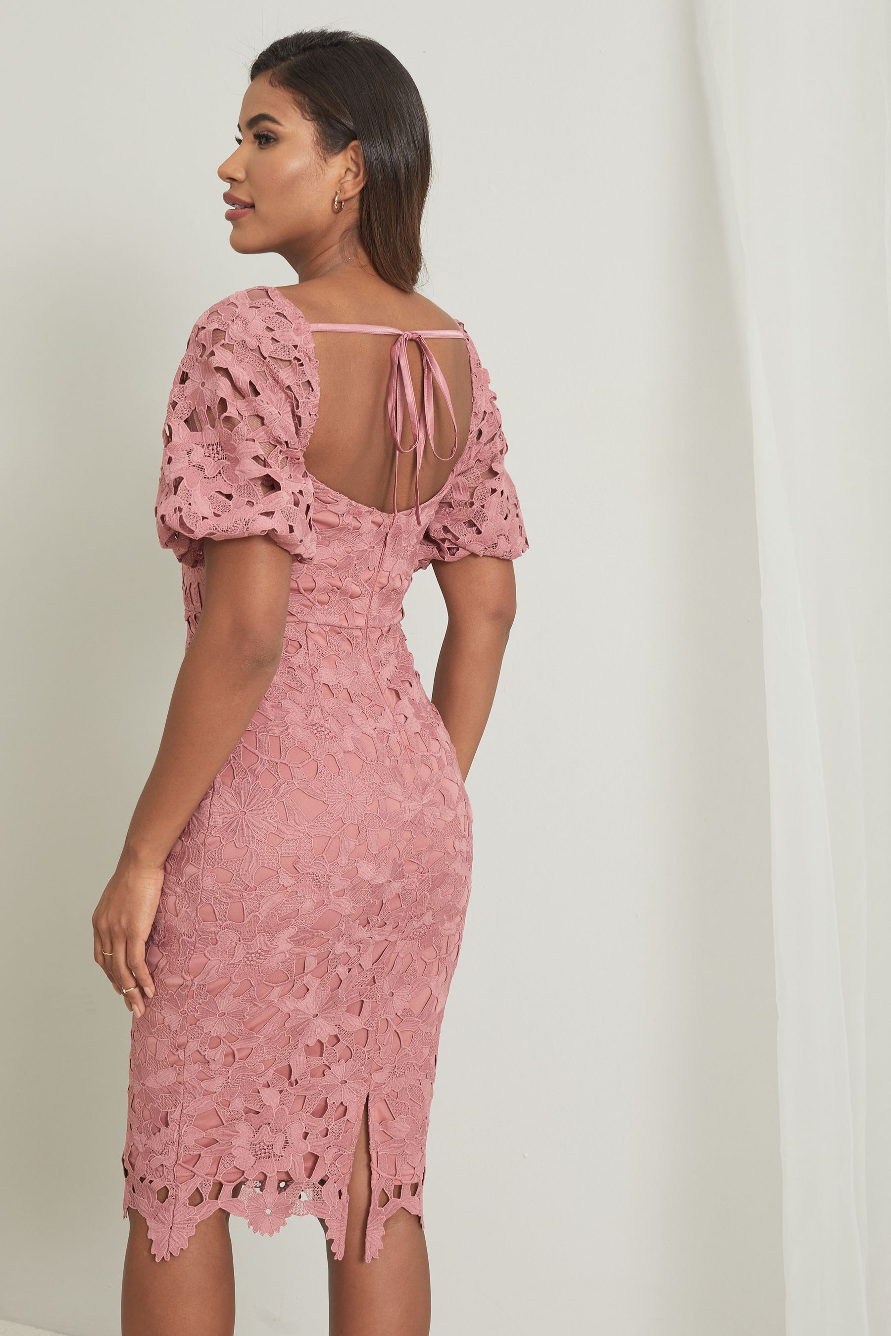 Buy Lipsy Pink Square Neck Puff Sleeve Midi Dress From Next Ireland