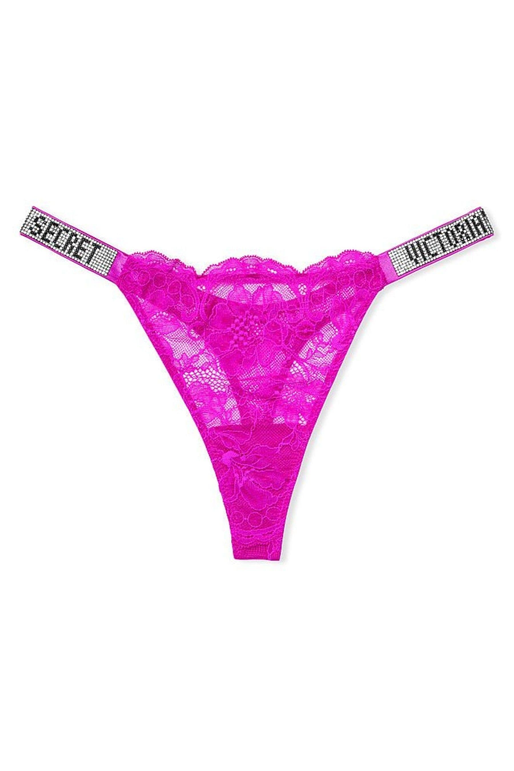 Buy Victorias Secret Very Fuchsia Pink Lace Shine Strap Thong Panty From The Next Uk Online Shop