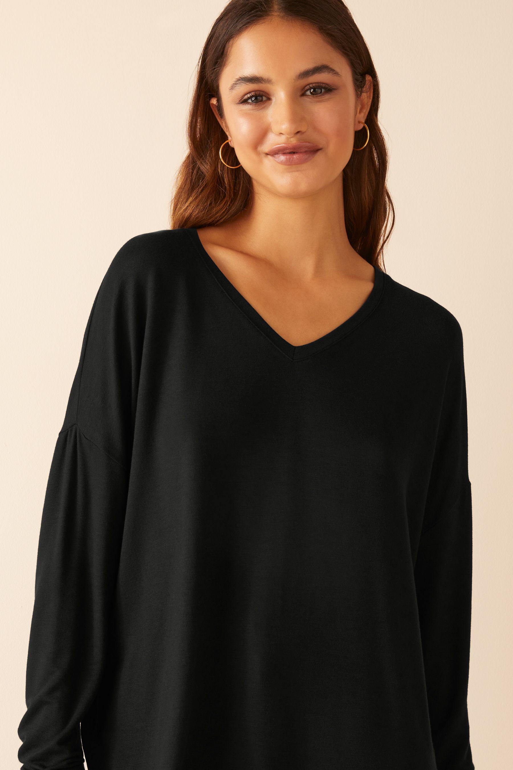 Buy Friends Like These Black Soft Jersey V Neck Long Sleeve Tunic Top ...