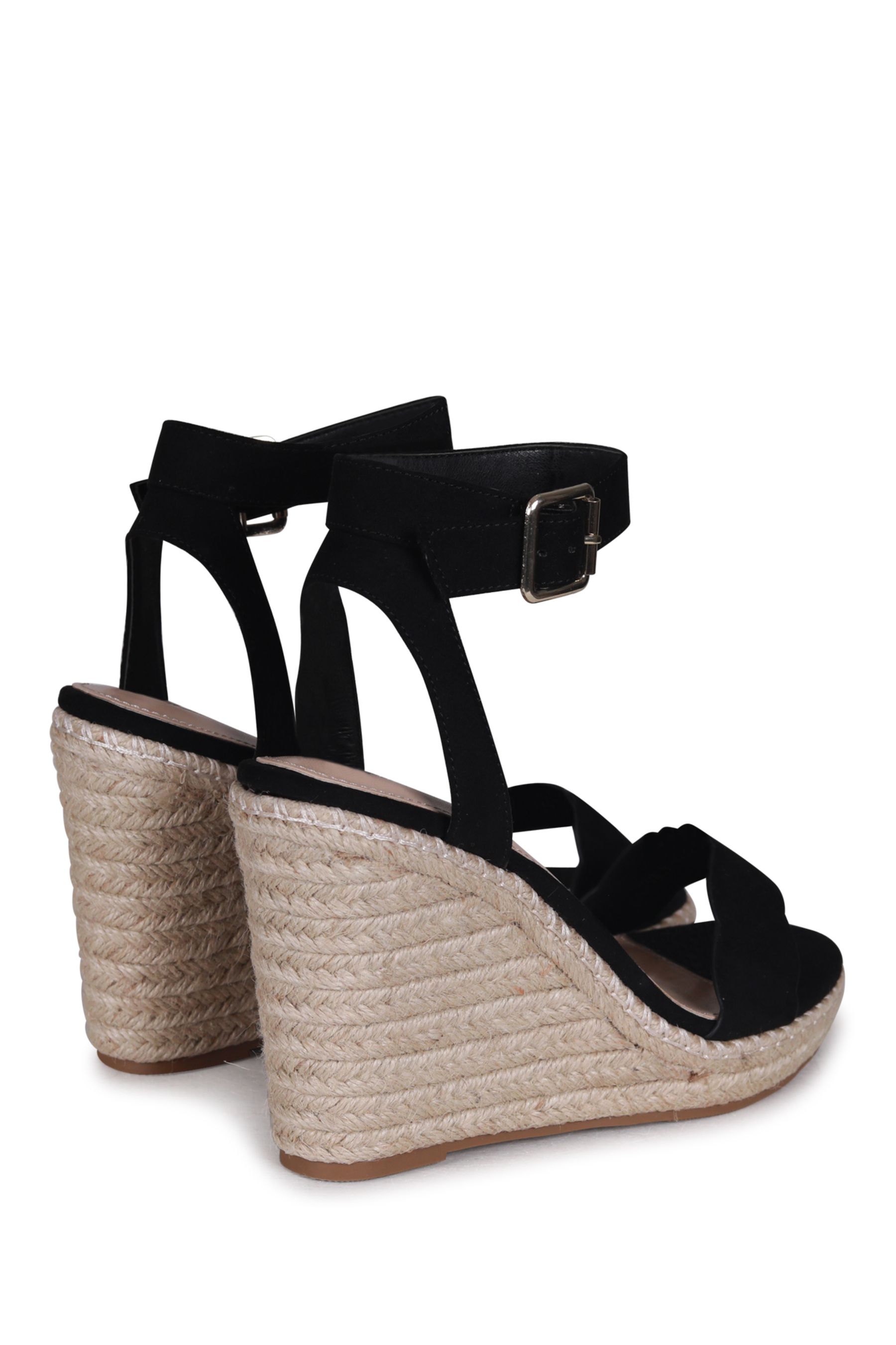 Buy Linzi Black Italy Rope Platform Wedge With Scalloped Edging from ...